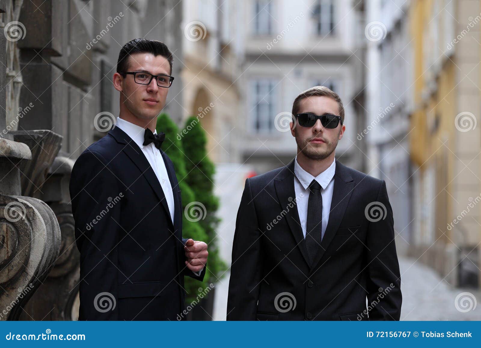 Two Handsome Young Men in Suits on the Street Stock Image - Image of ...