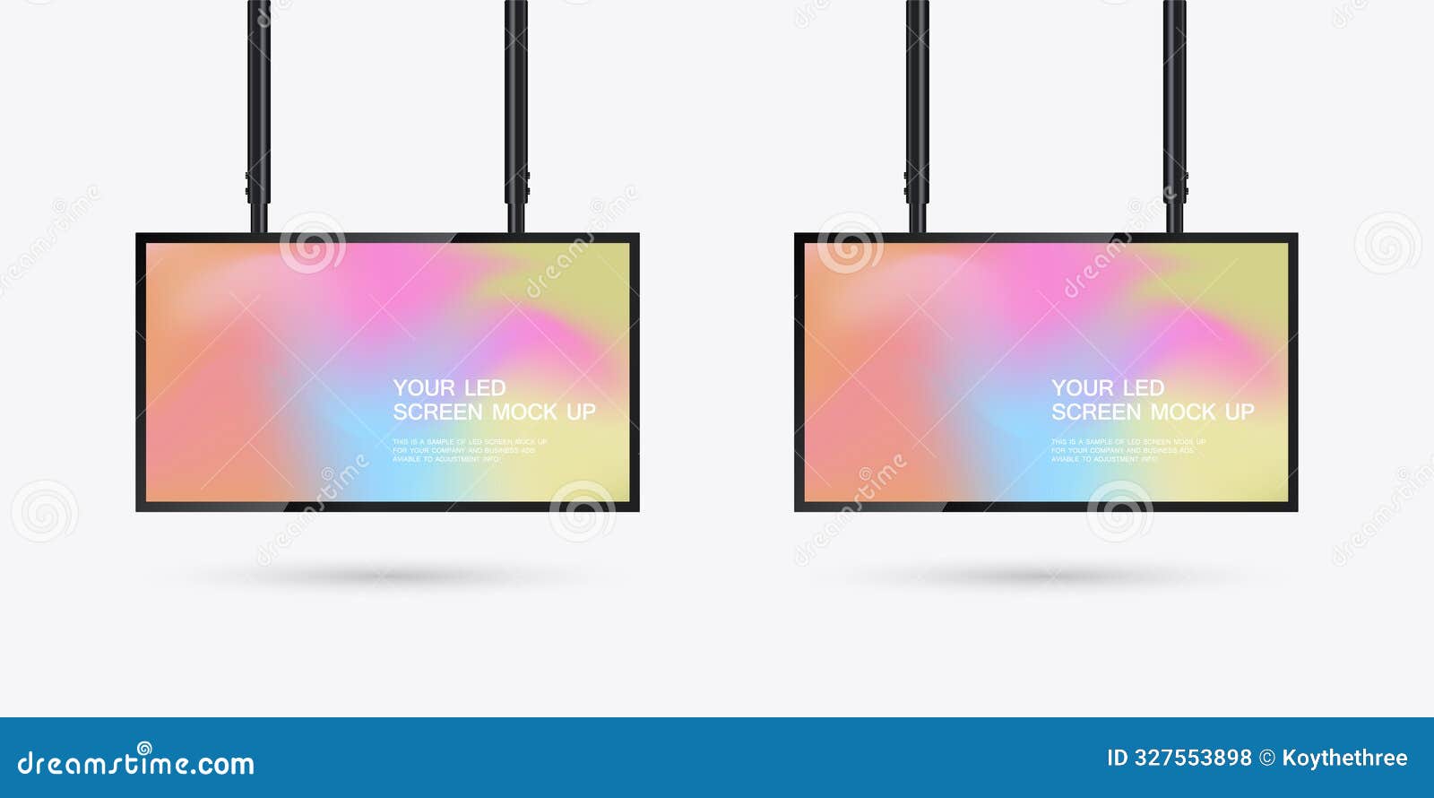 Two Hanging LED Screens Mockup in 3Ds of Realistic Screen Light Box ...