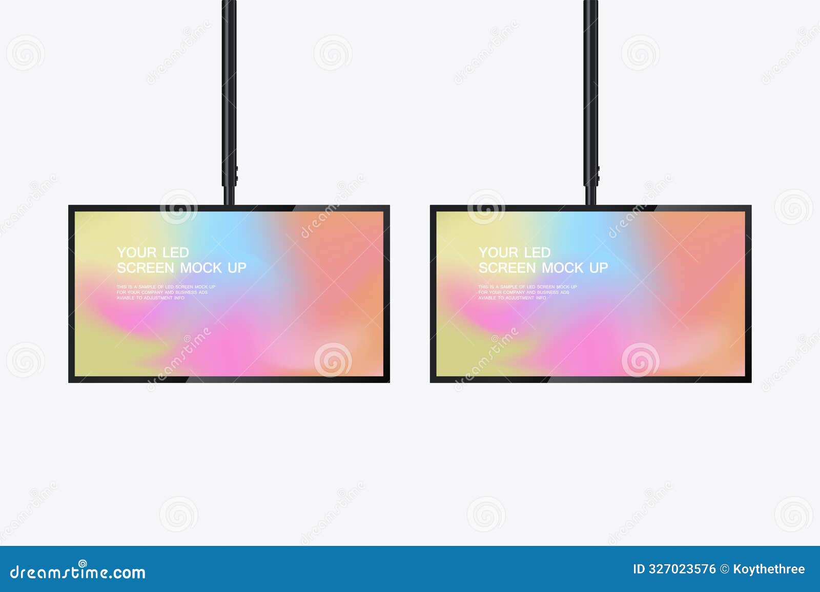 Two Hanging LED Screens Mockup in Realistic Screen Light Box. an ...