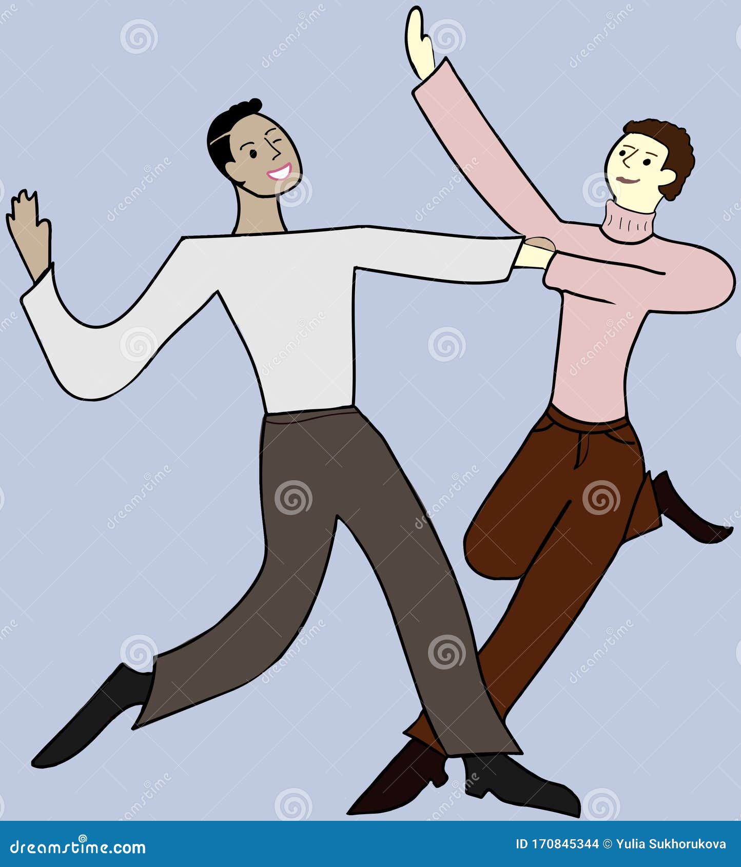 Two Happy Boys Dancing Together Stock Illustration - Illustration of ...