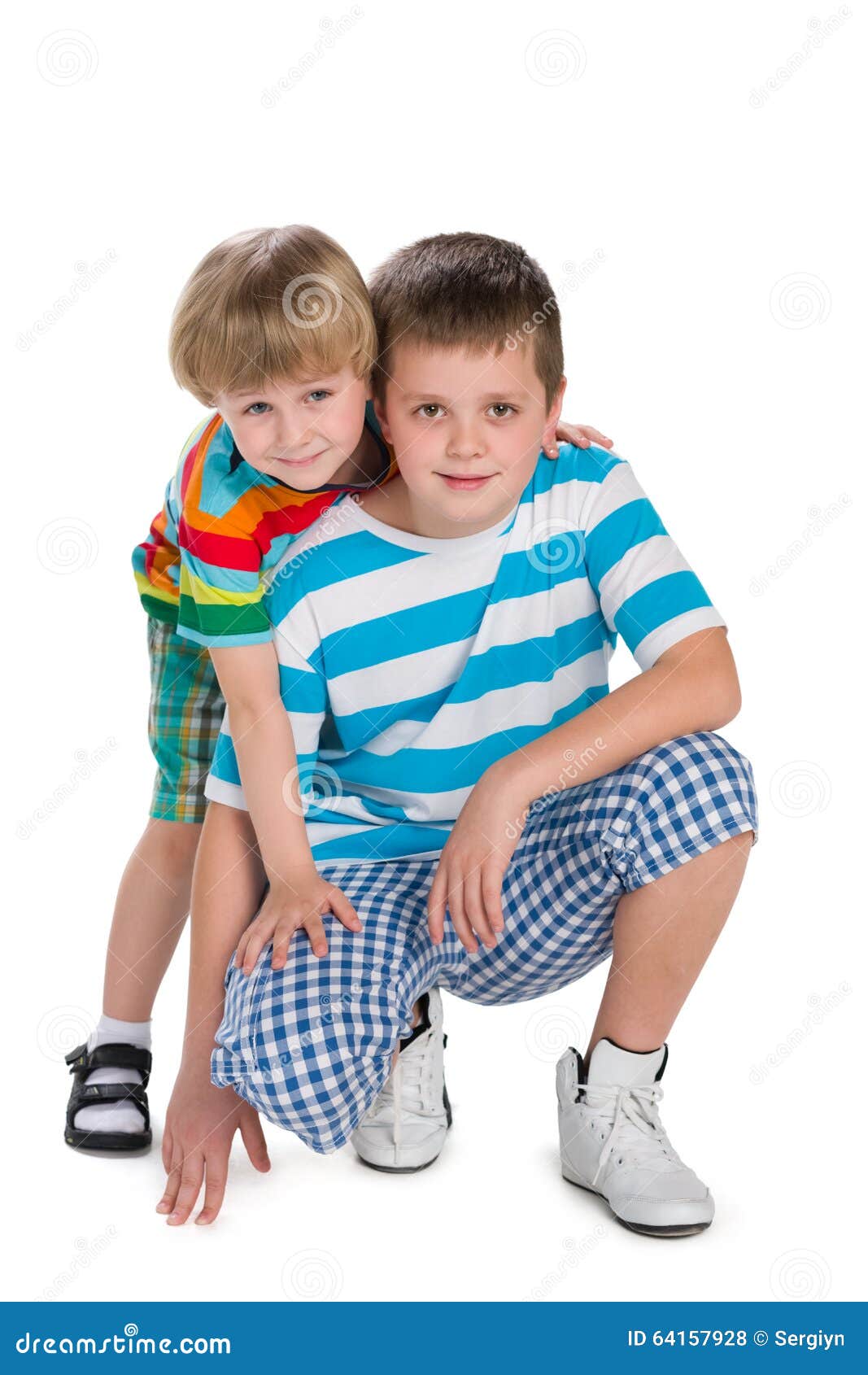 Two happy brothers stock photo. Image of children, isolated - 64157928
