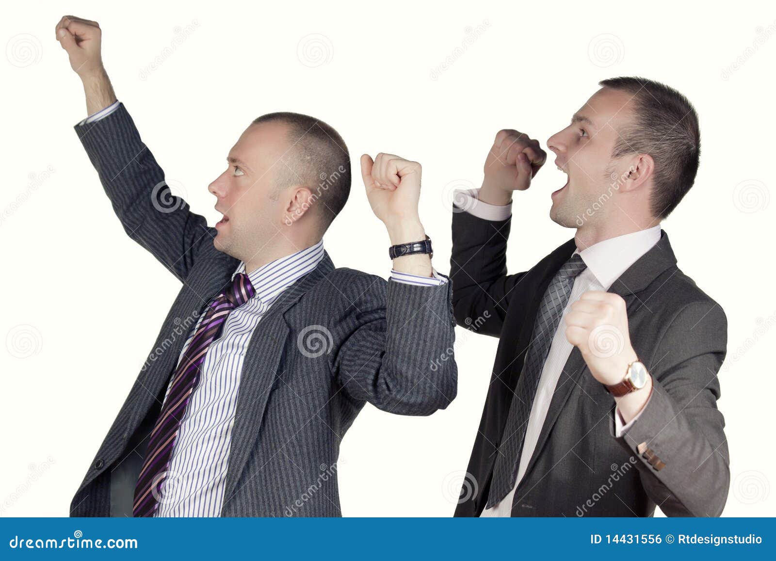 Two happy businessmen stock photo. Image of indoors, partnership - 14431556