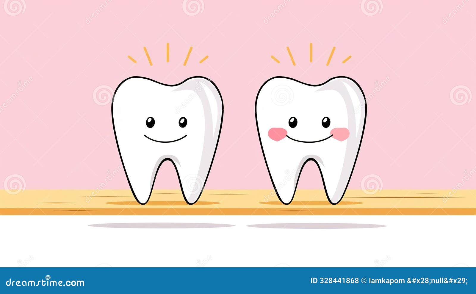 Two Happy Cartoon Teeth with Sparkling Clean White Enamel Stock ...