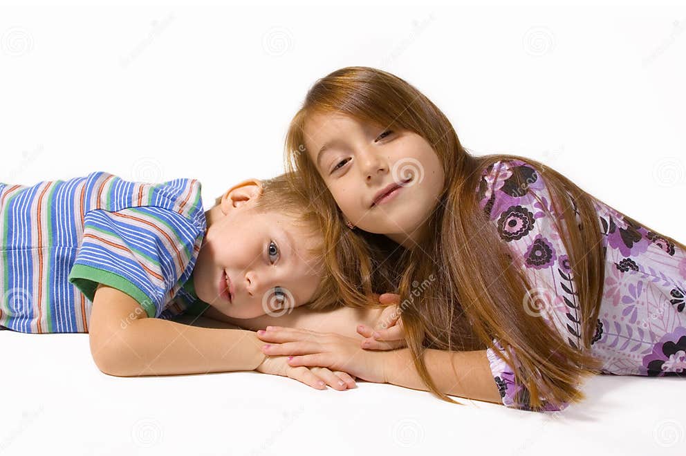 Two happy children stock photo. Image of intimate, joyful - 12764288