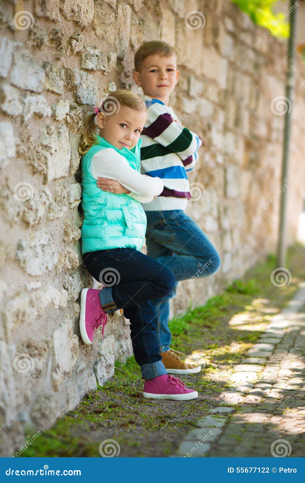 Two happy children stock photo. Image of family, little - 55677122