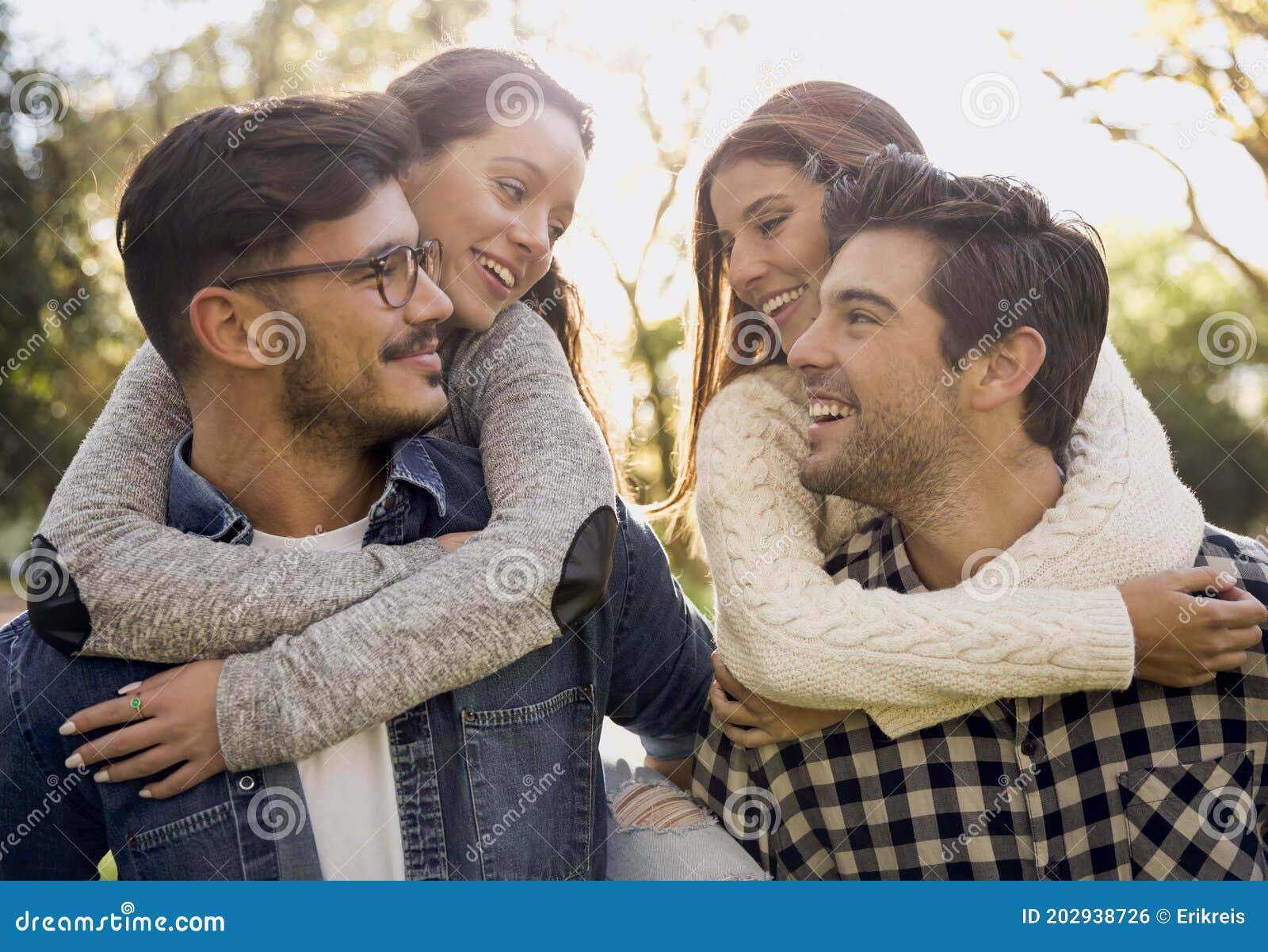 Two young happy couples stock photo. Image of caucasian - 202938726