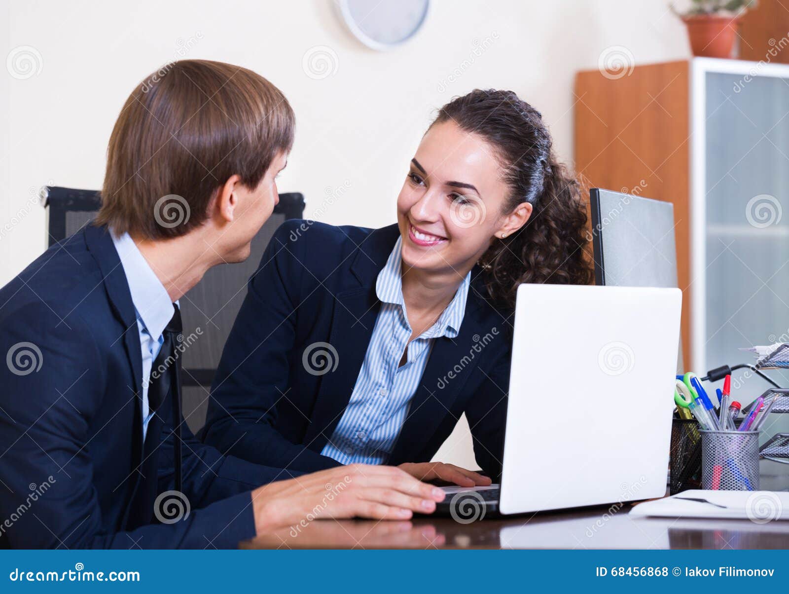 Two Happy Employees in Office Stock Photo - Image of russian ...
