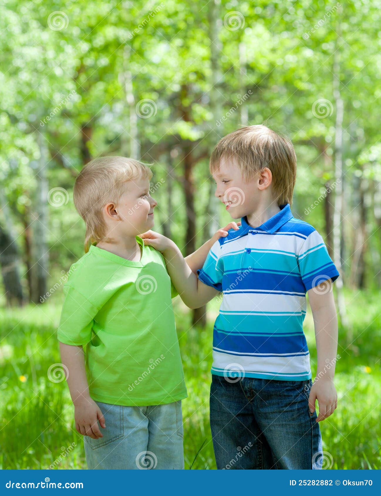 Two Happy Friends Boys Outdoors Stock Photo - Image of summertime ...