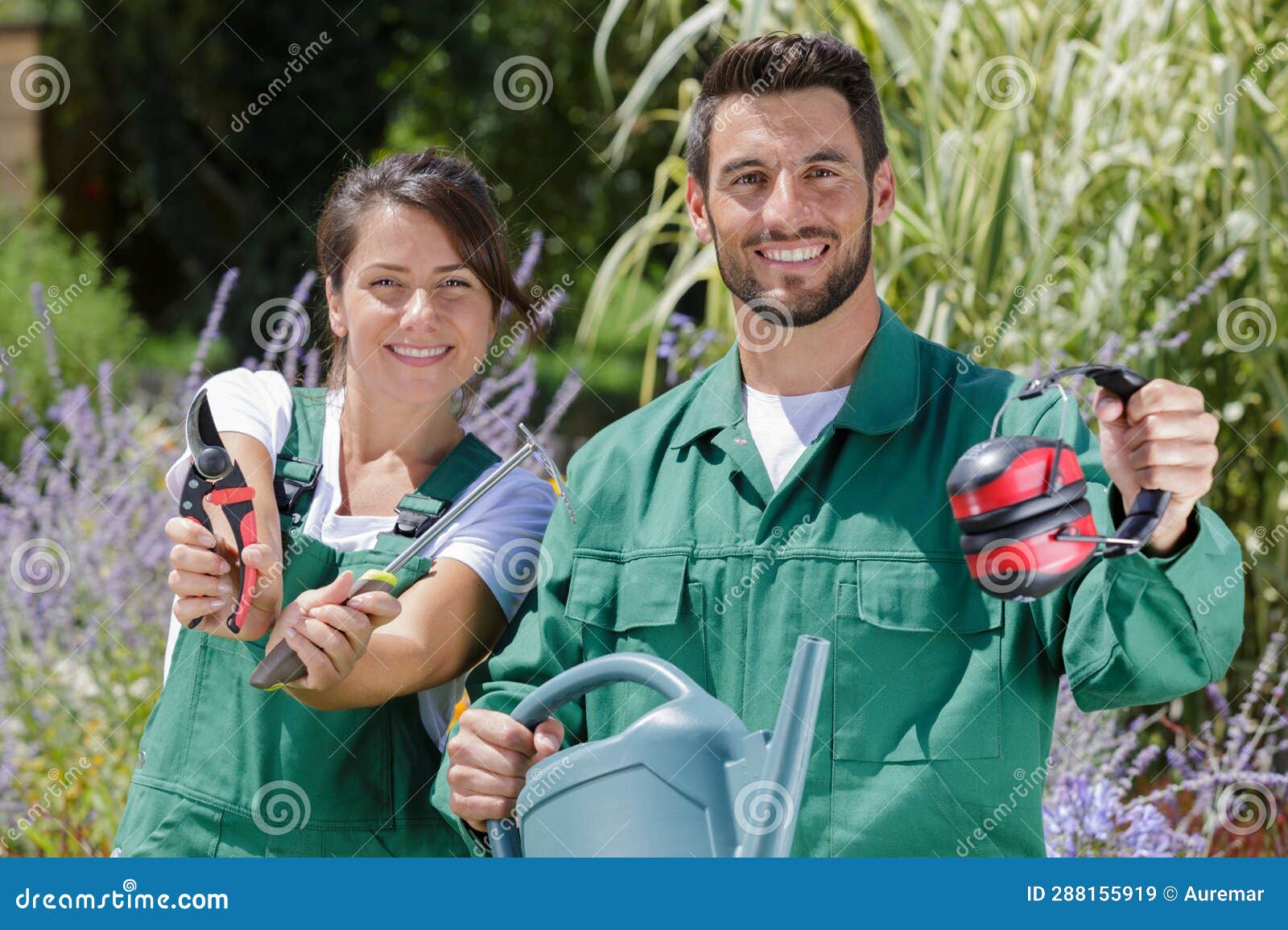 Two Happy Gardeners at Work Stock Image - Image of store, plantation ...