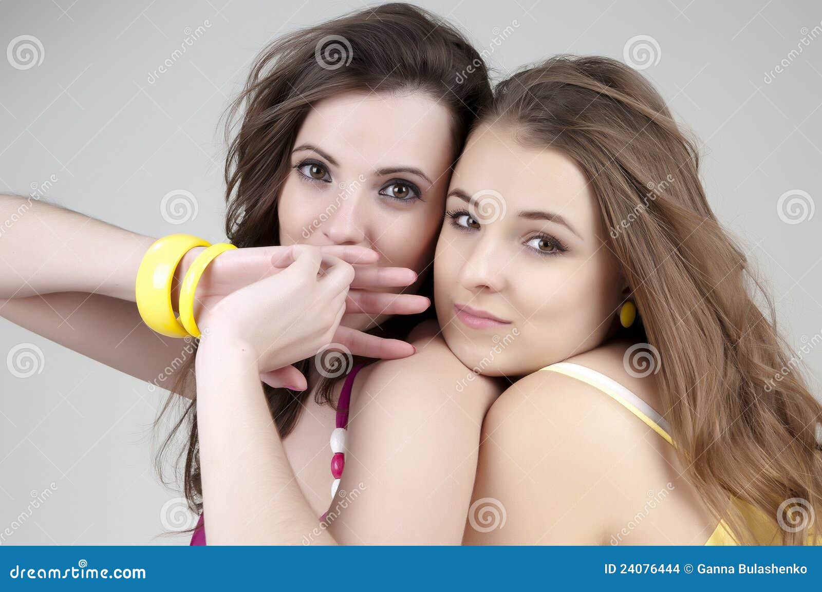 Two happy girls friends. stock photo. Image of isolated - 24076444