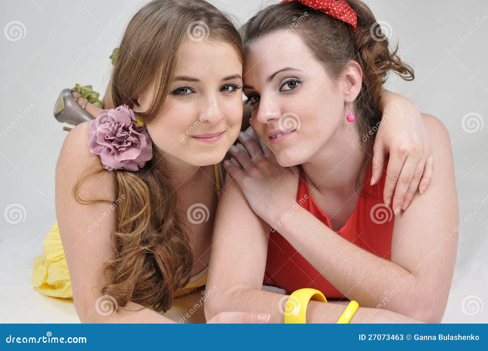 Two happy girls friends. stock image. Image of relations - 27073463