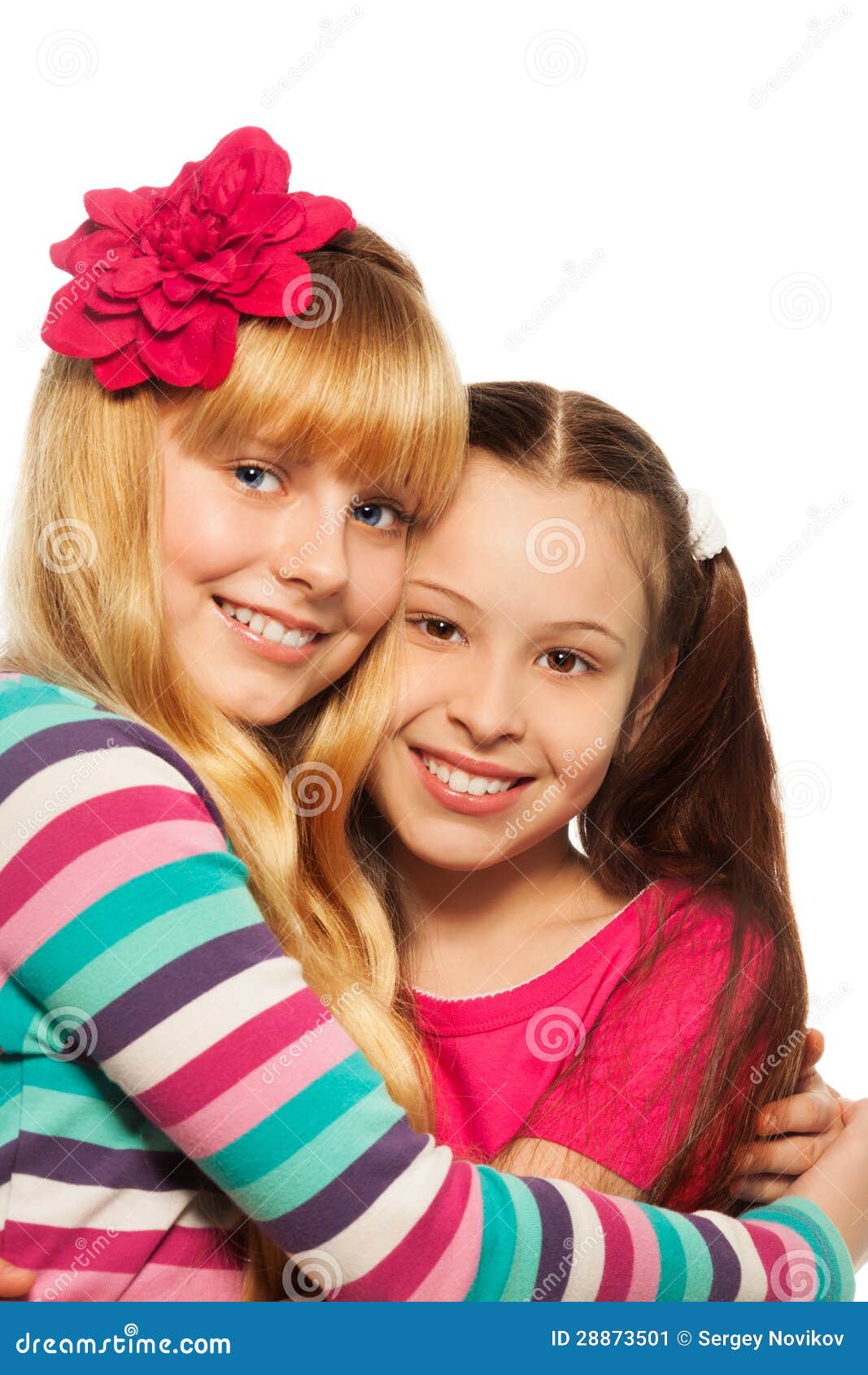 Two Happy Girls Friends Hugging Stock Image - Image of adorable ...