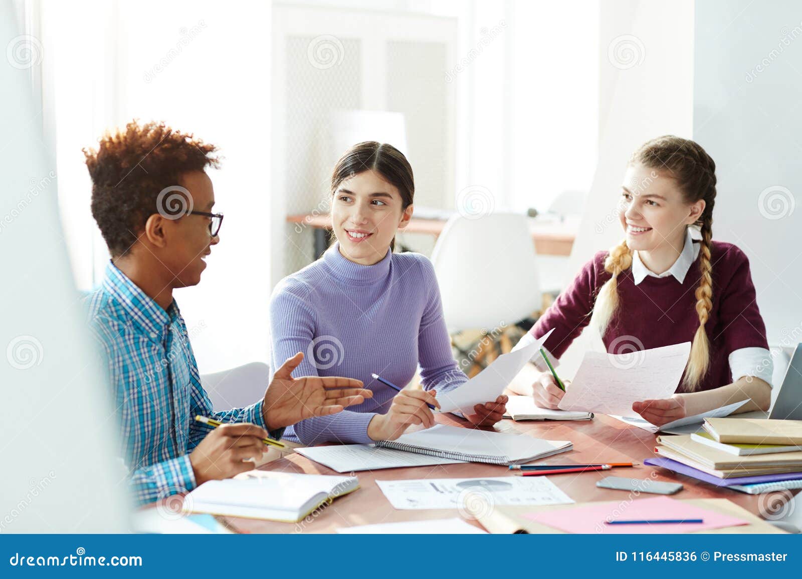 Groupmates talking stock photo. Image of groupmate, girl - 116445836