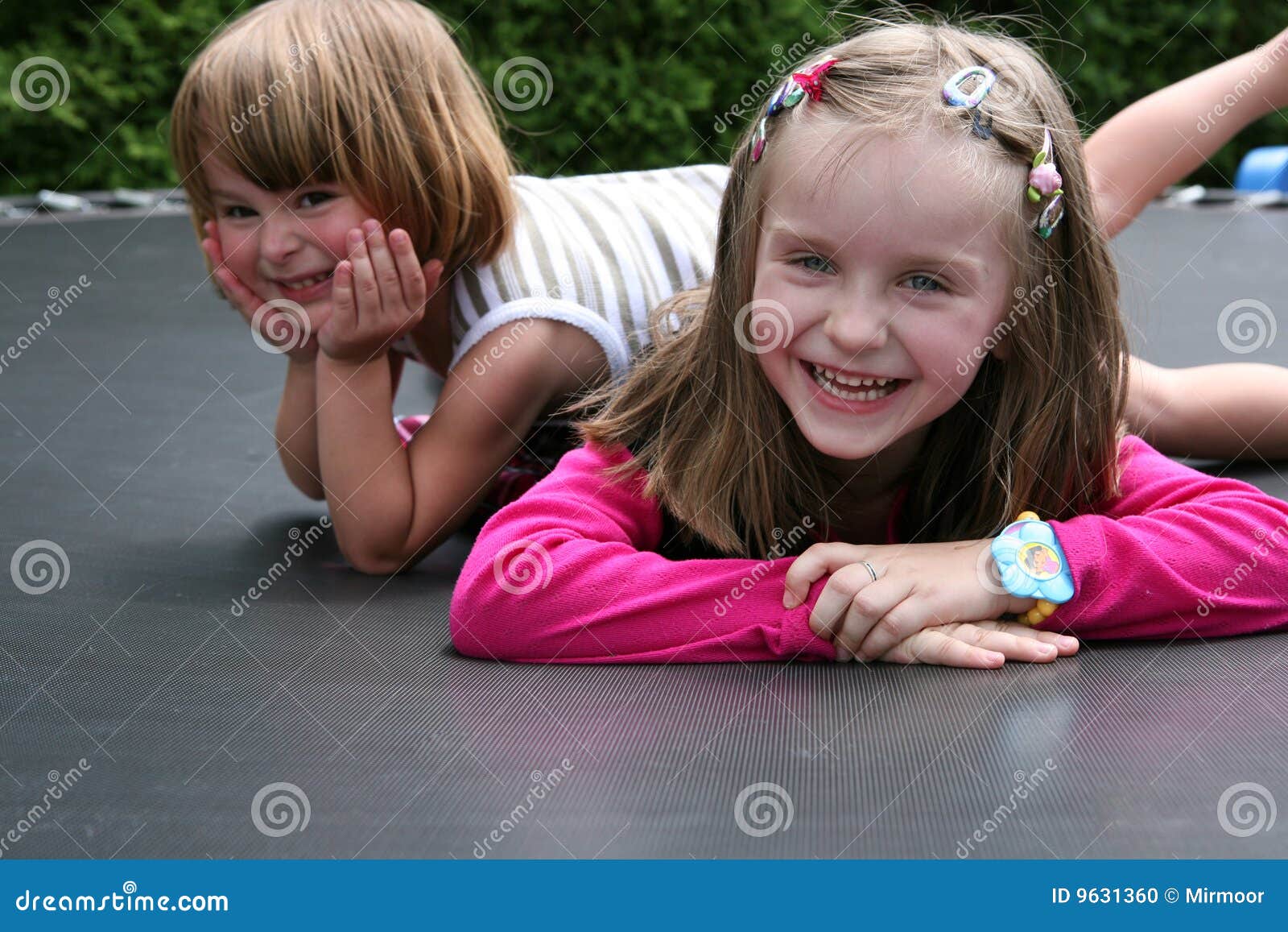 Two happy little girls. stock photo. Image of people, laughing - 9631360