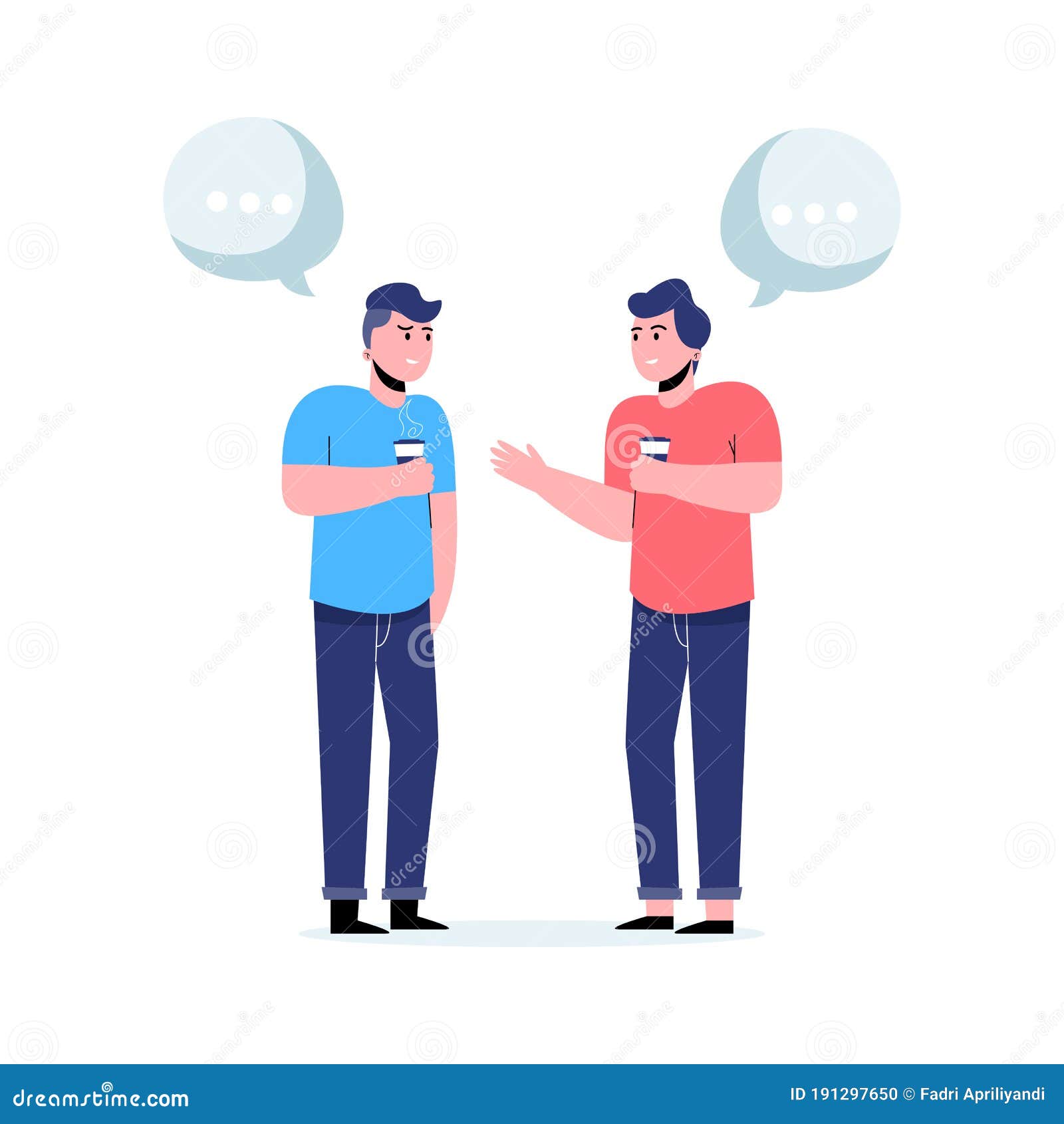 Two Happy Men Sharing and Discussion Stock Vector - Illustration of ...