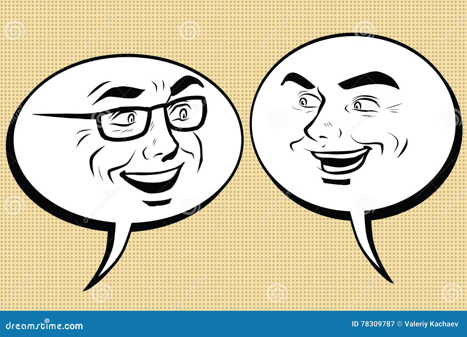 Two Happy Men Talking. Comic Bubble Smiley Face Stock Vector ...