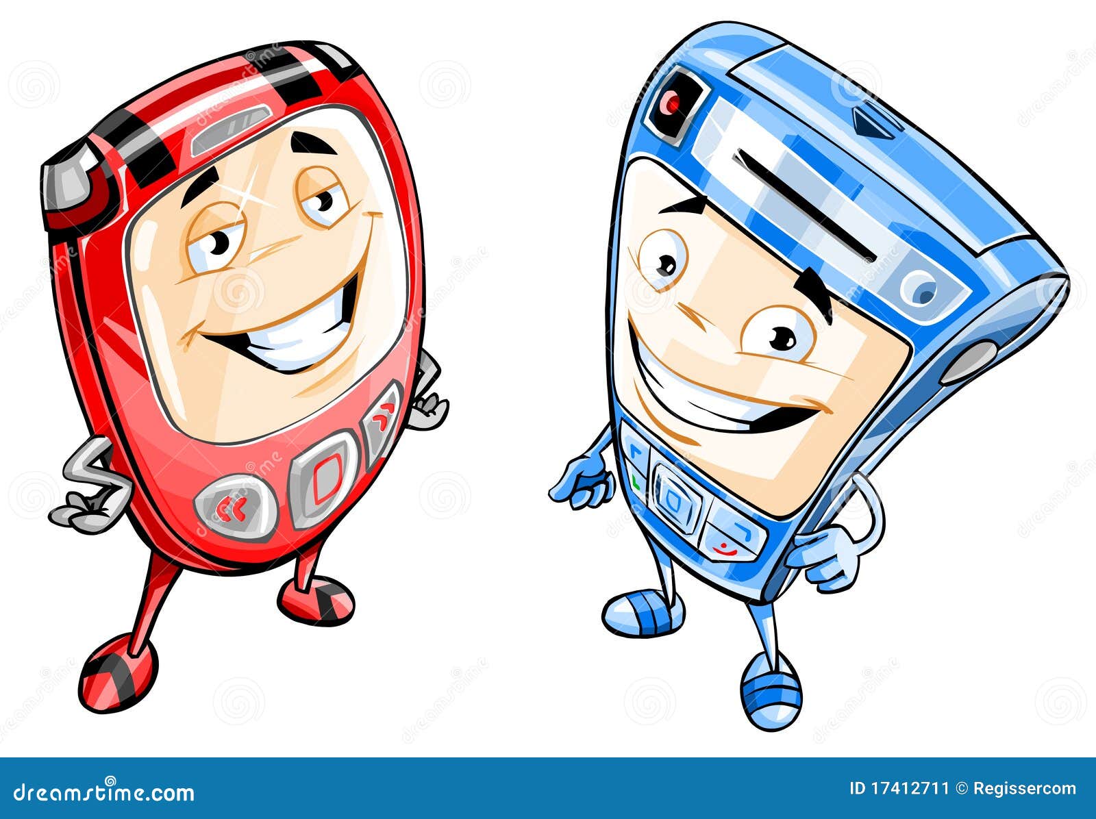 Two happy mobile phones. stock illustration. Illustration of network ...