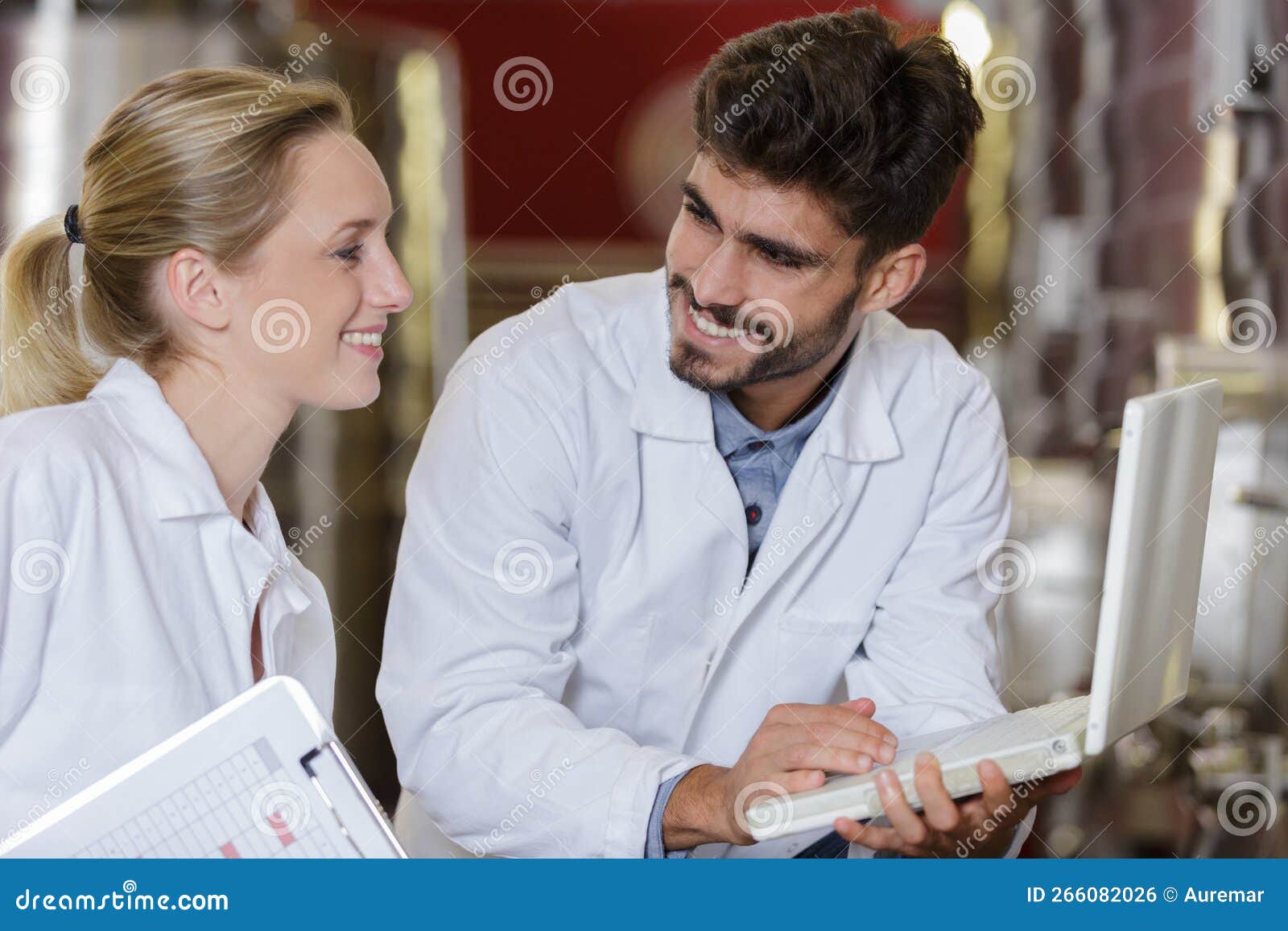 Two Happy Scientists during Research Stock Photo - Image of microscope ...