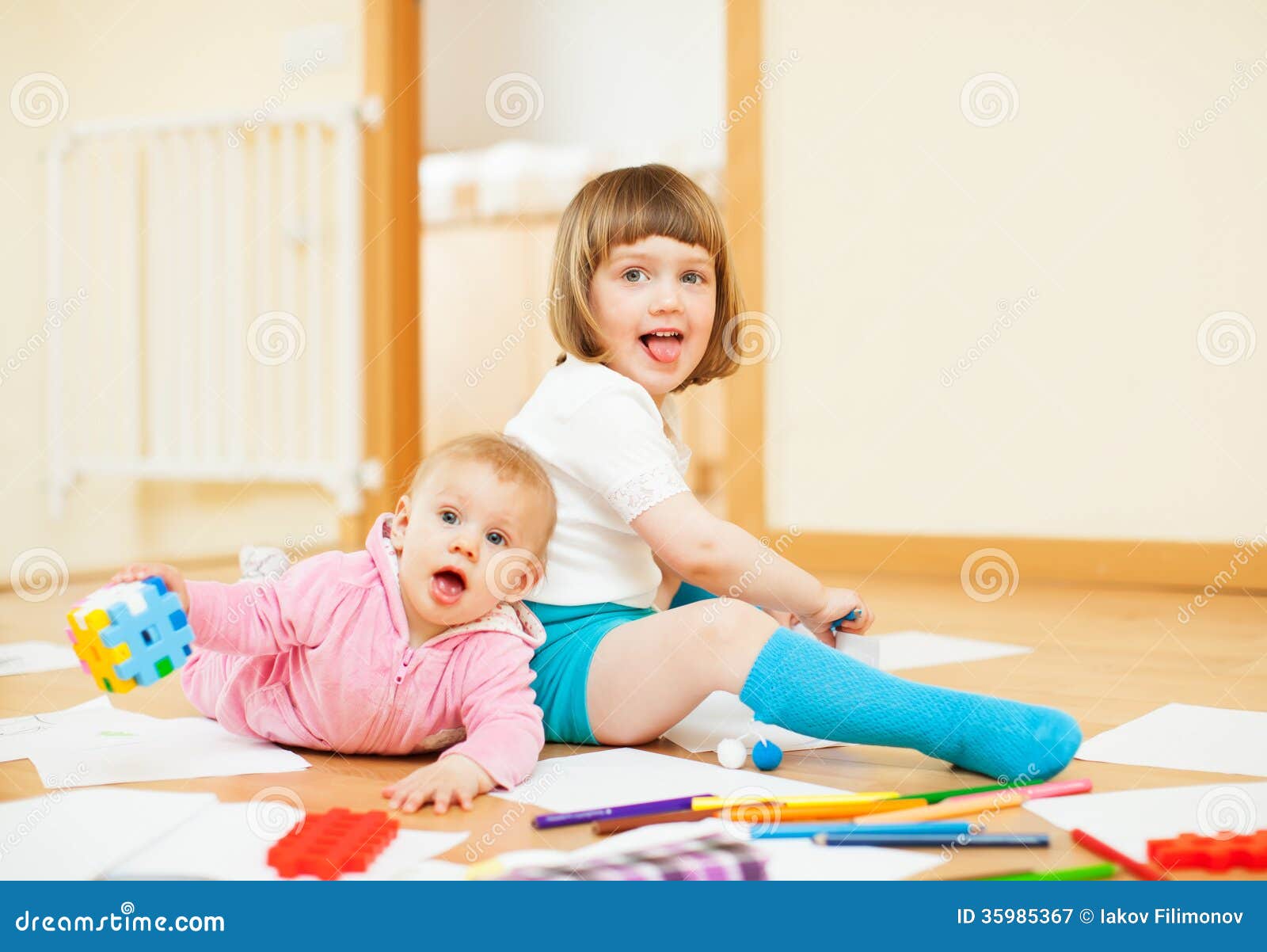 Two happy siblings stock image. Image of children, childhood - 35985367