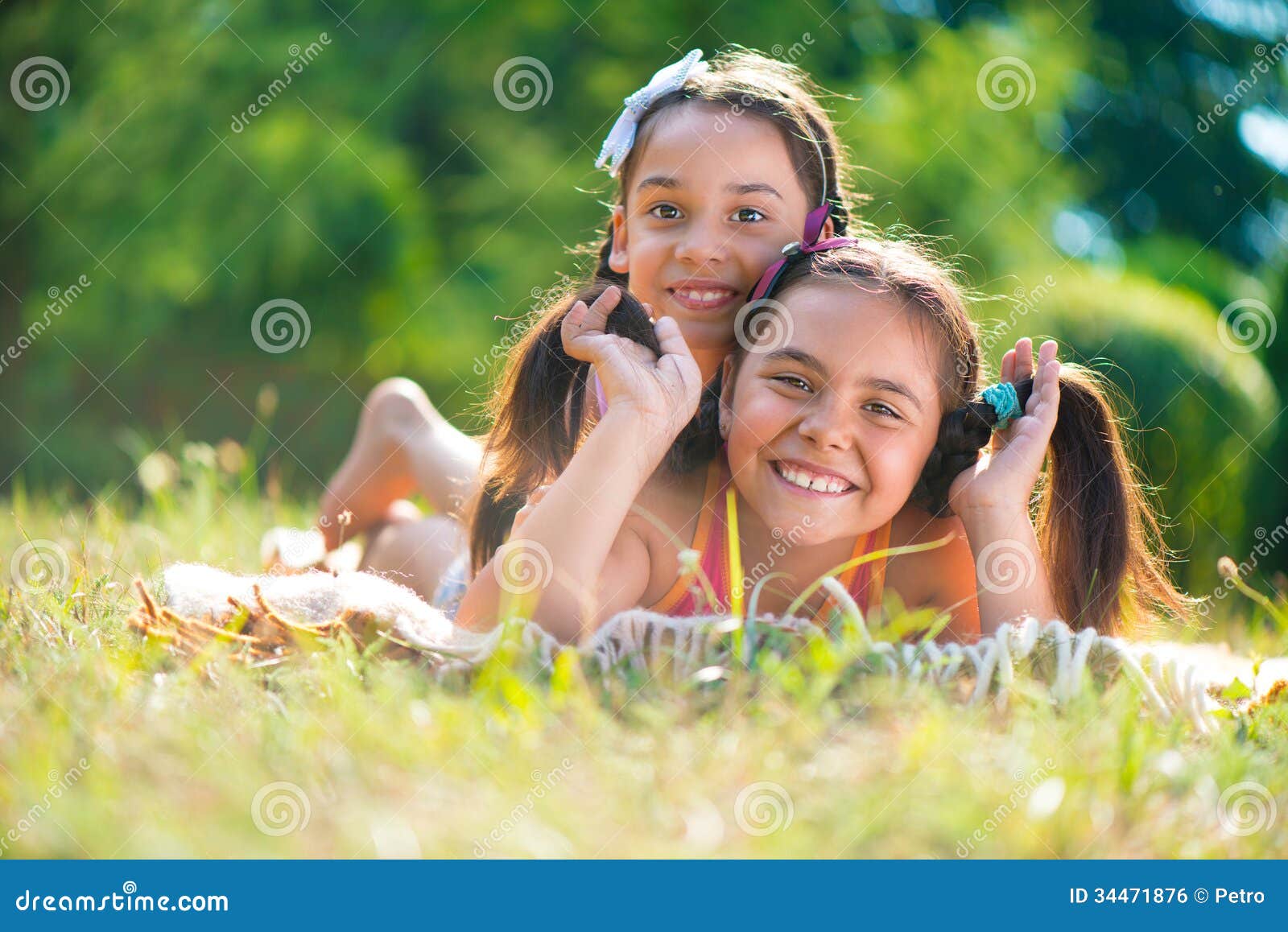 Two Happy Sisters Having Fun in the Park Stock Photo - Image of ...
