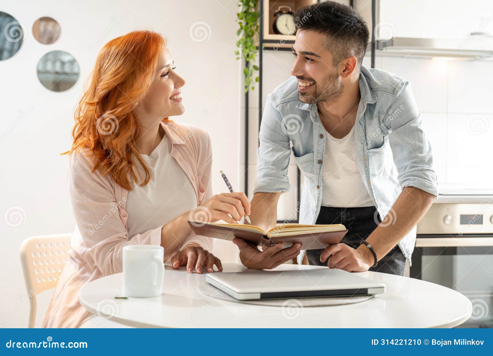 Two Happy Students Doing Homework Together and Helping Each Other ...