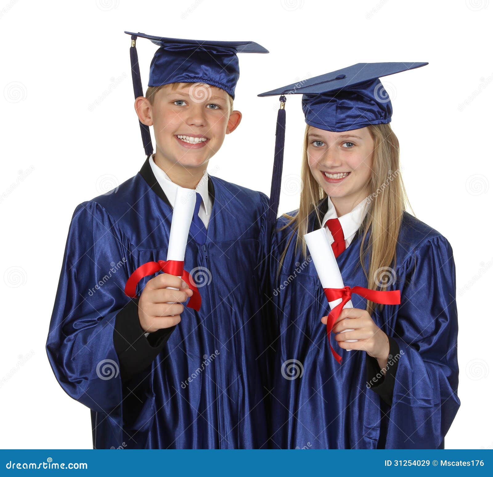 Two Happy Students Holding Degree Stock Image - Image of robe, gown ...