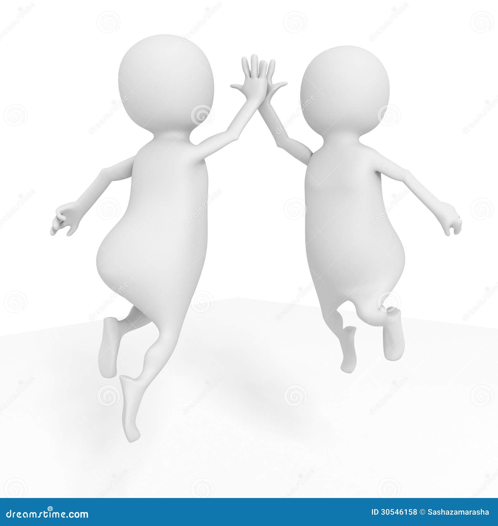 Two Happy Successful White 3d Men Jumping Stock Illustration ...