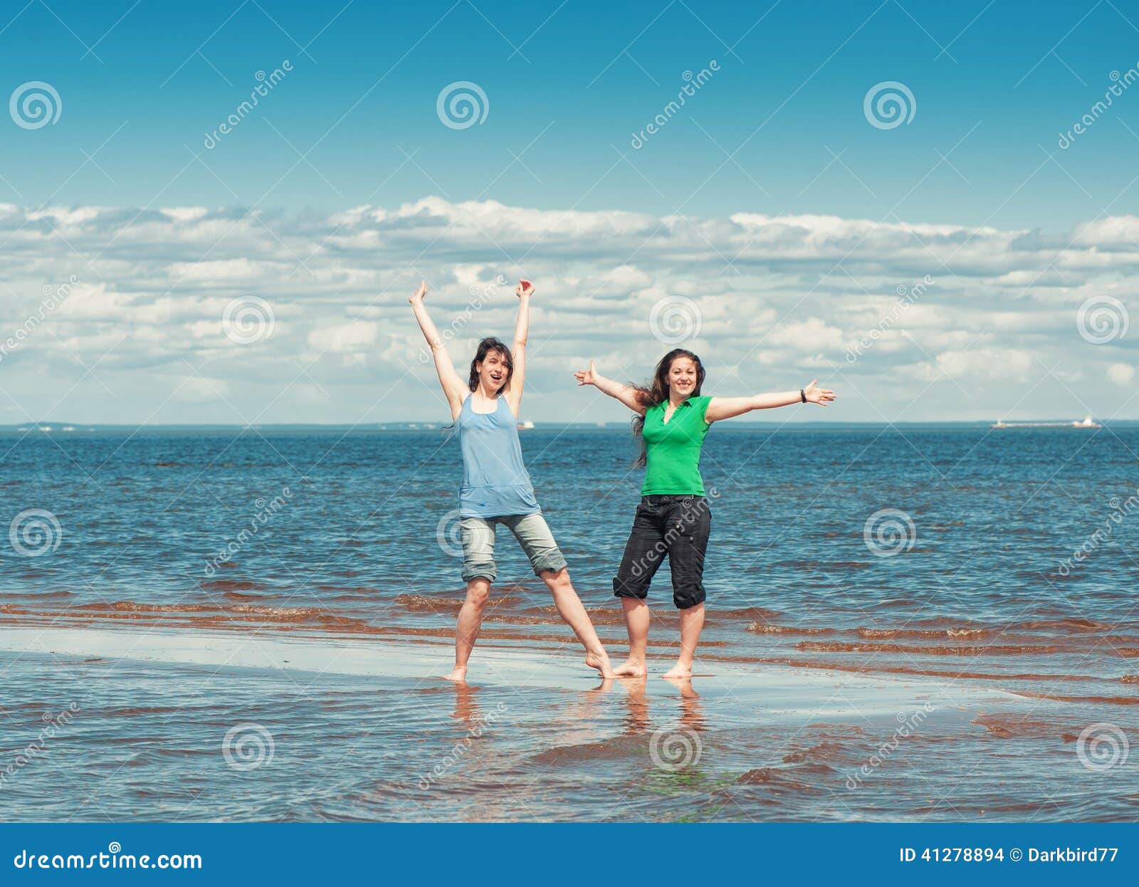 Two Happy Women in the Water of Sea Stock Photo - Image of holiday ...