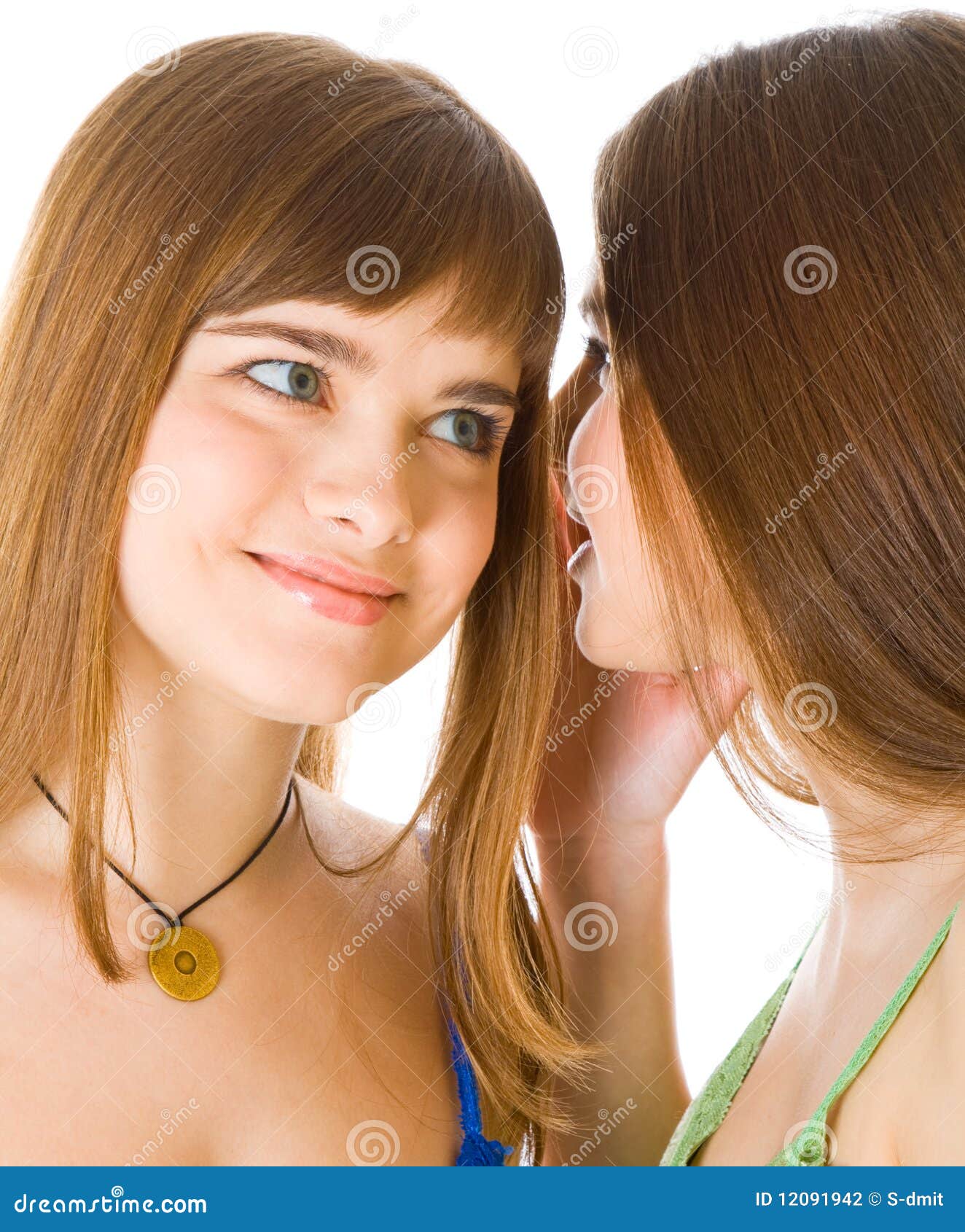 Two Happy Young Girlfriends Telling Secret Stock Photo - Image of ...