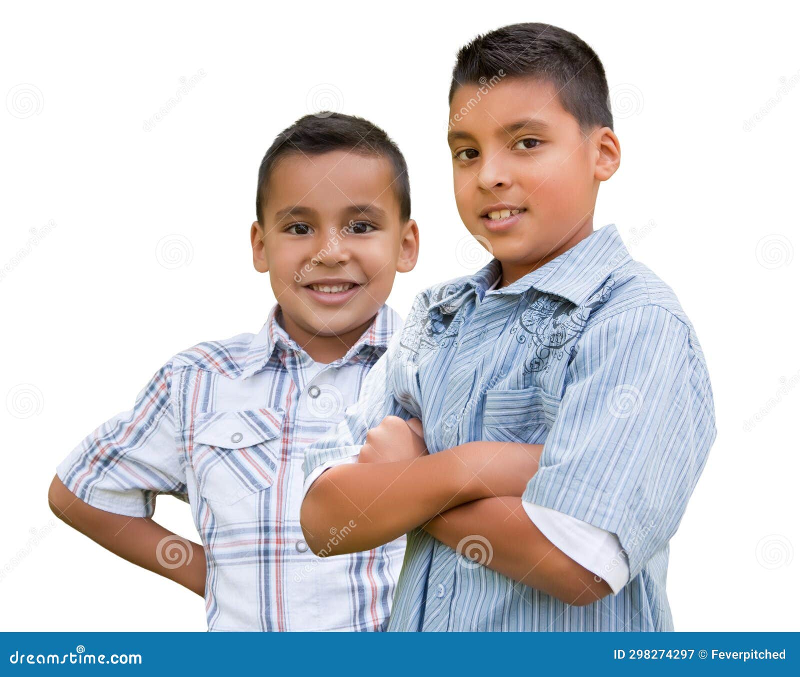 Two Happy Young Hispanic School Boys Isolated on White Stock Image ...
