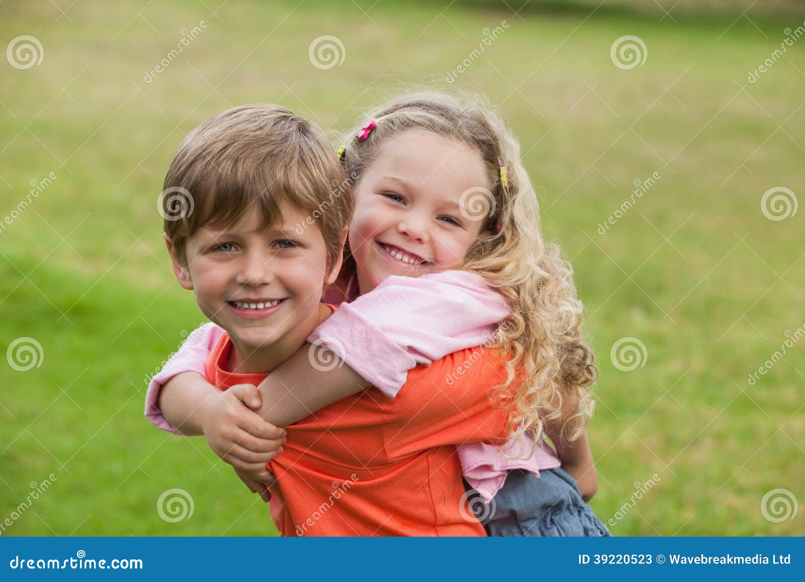 Two Happy Young Kids Playing at Park Stock Image - Image of camera ...