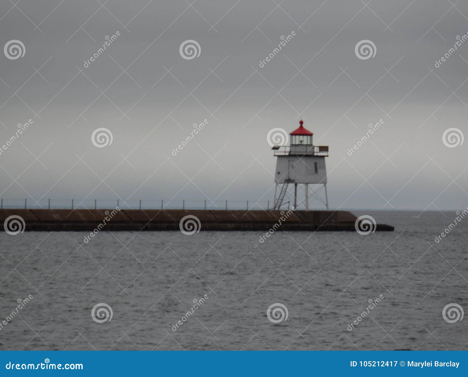 Two Harbors Lighthouse on Walkway Stock Image - Image of lake ...