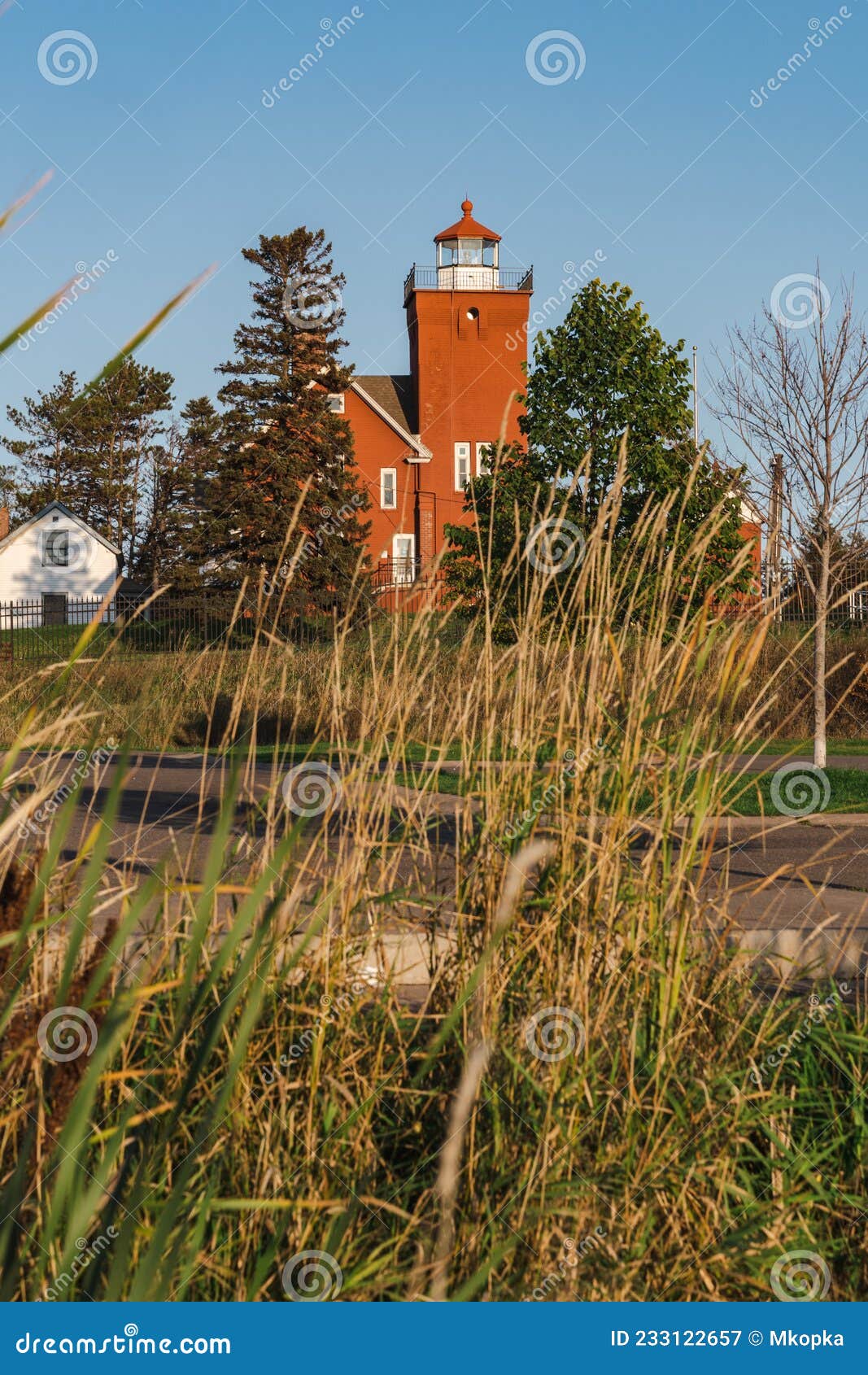 Two Harbors, Minnesota Lighthouse, with Grassy Reeds in Foreground ...