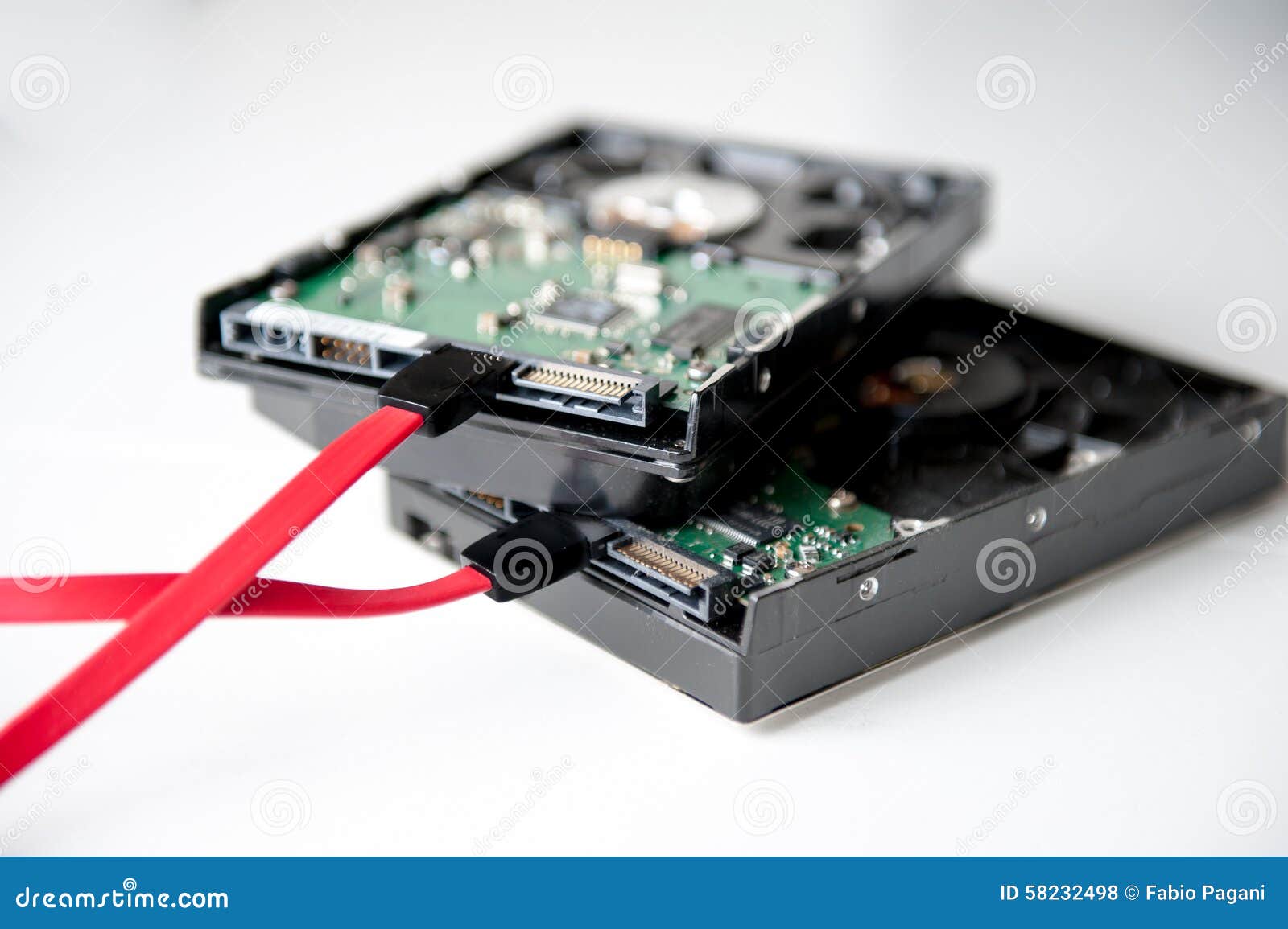 Two Hard Disk and Red Cables on White Stock Photo - Image of ...