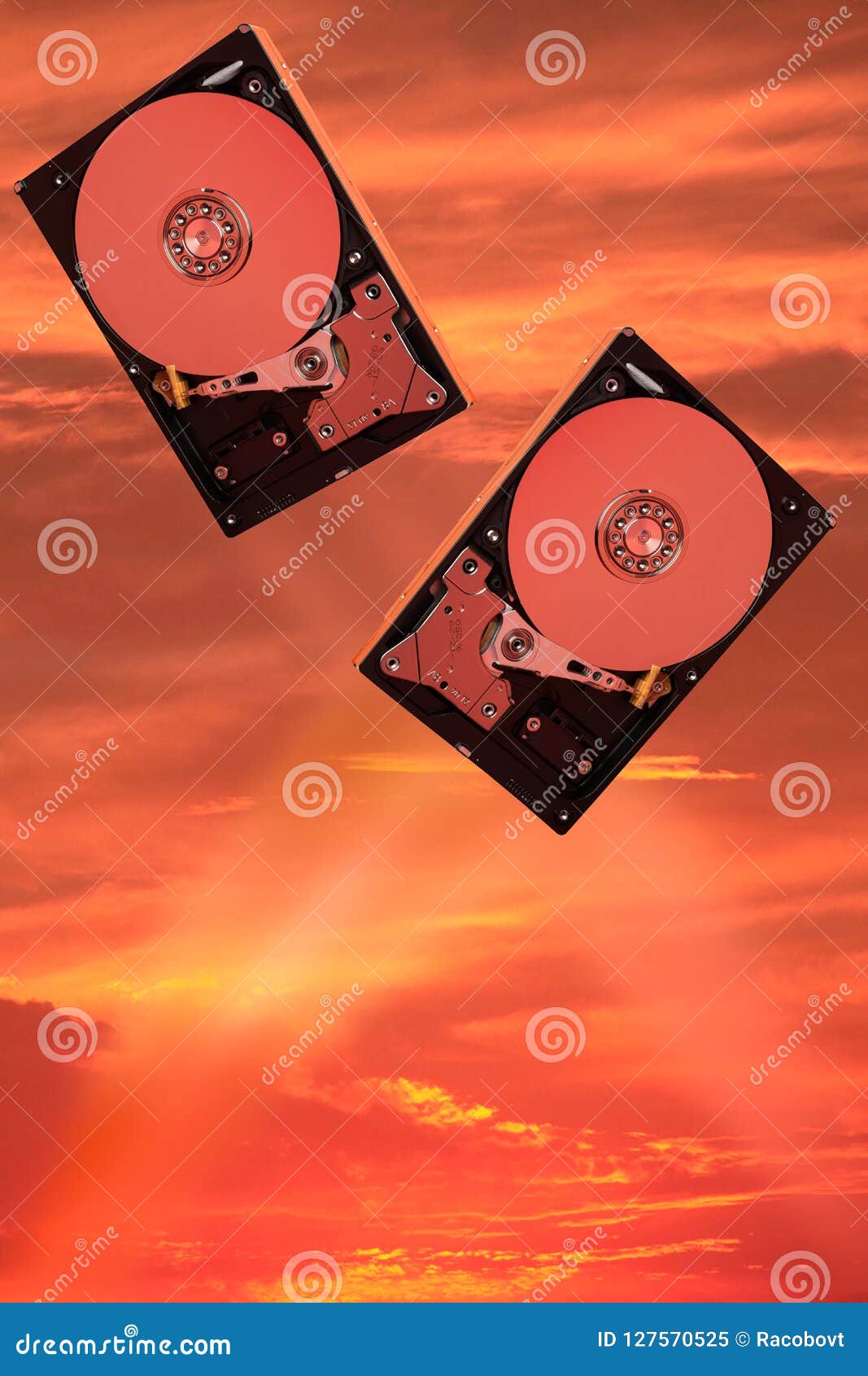 Two hard magnetic discs stock image. Image of flight - 127570525