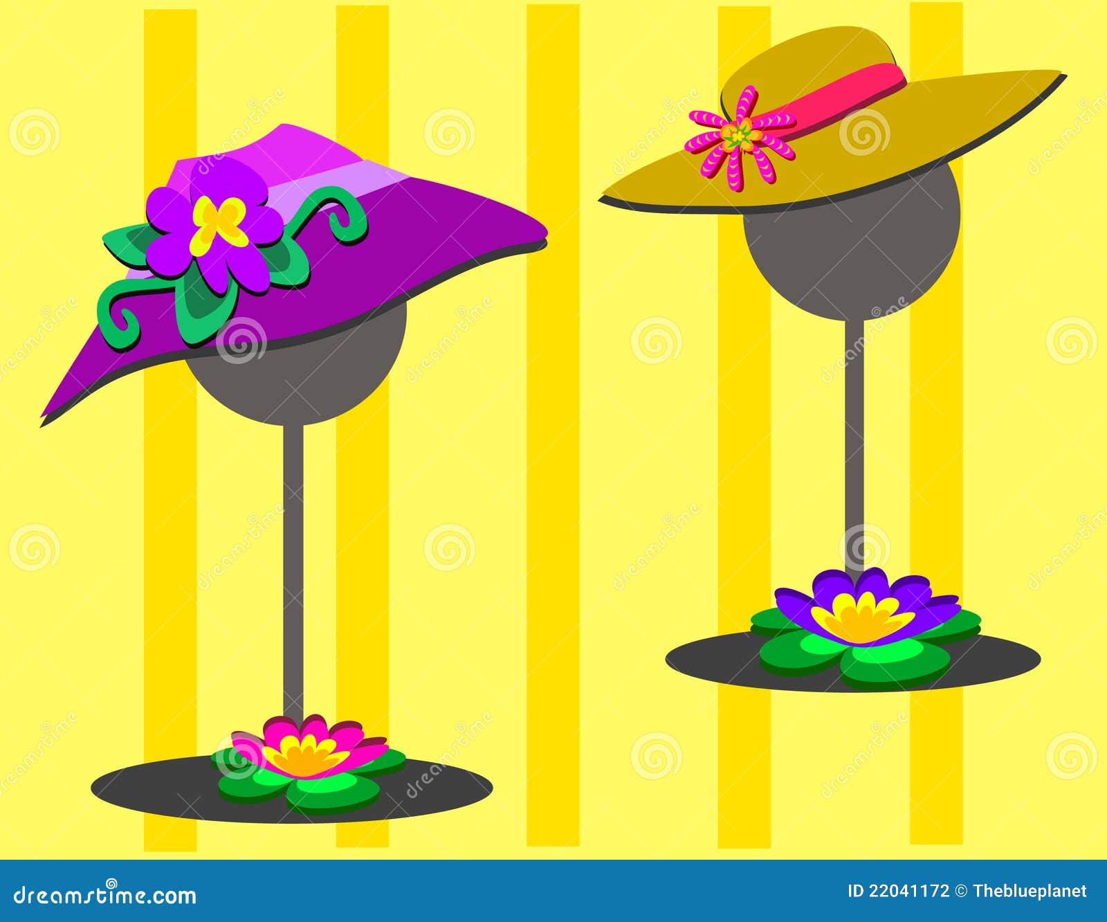 Two Hats on Stands stock vector. Illustration of band - 22041172