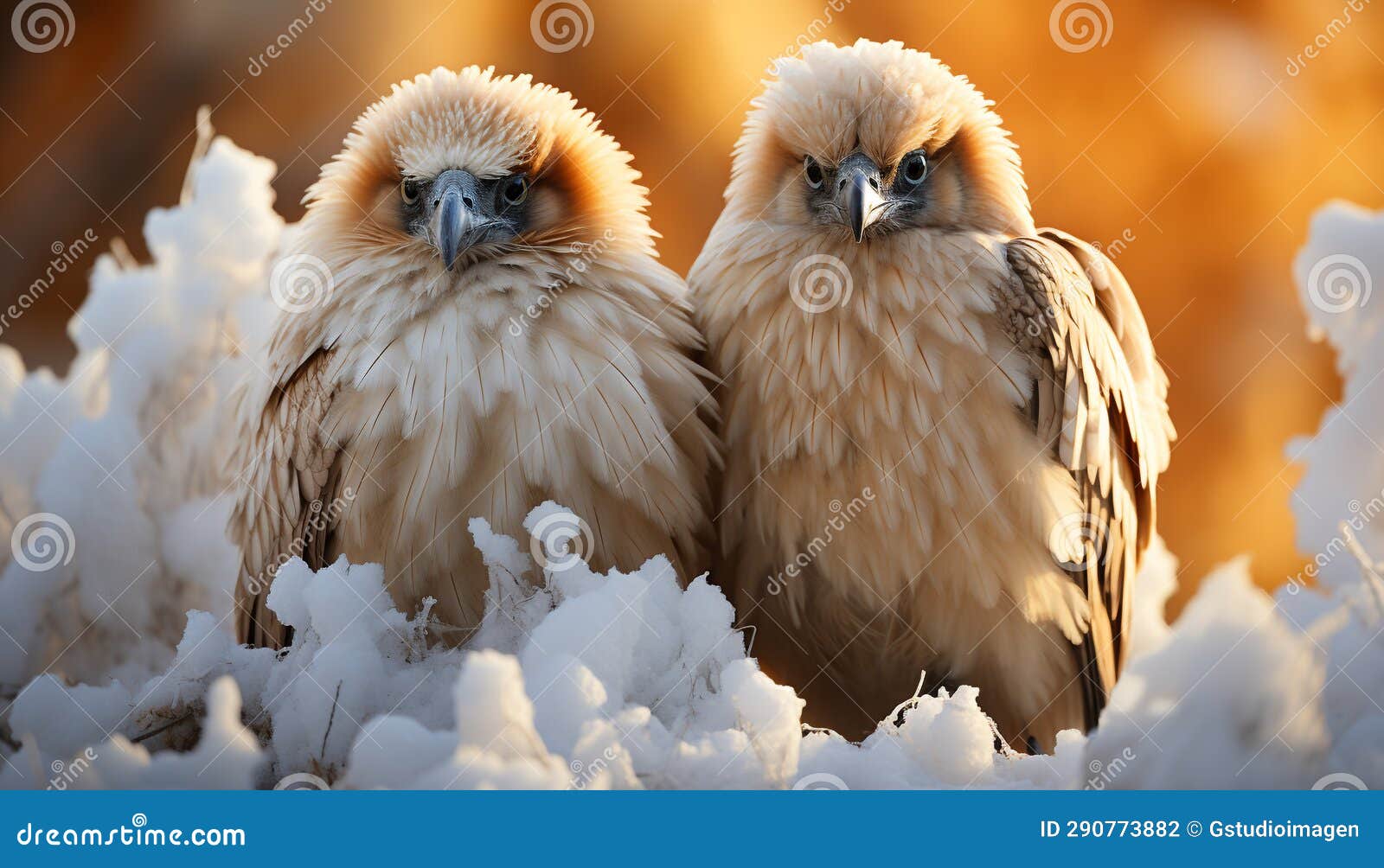 Two Hawks Perching on a Branch, Looking at Camera Generated by AI Stock ...