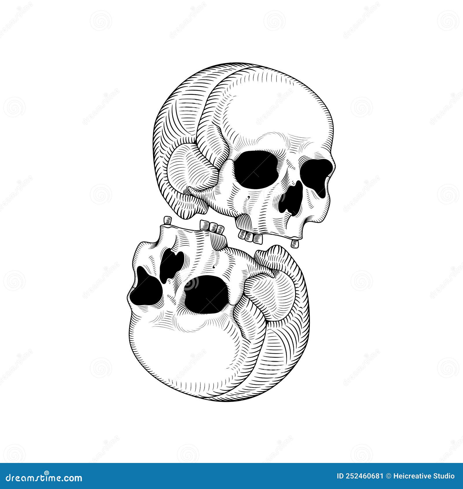 Two Head Skull Up and Down Vector Illustration Stock Vector ...