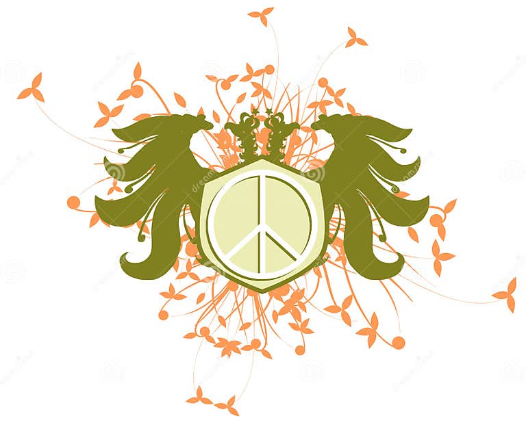 Two-headed Eagle with Peace Symbol Isolated Stock Vector - Illustration ...