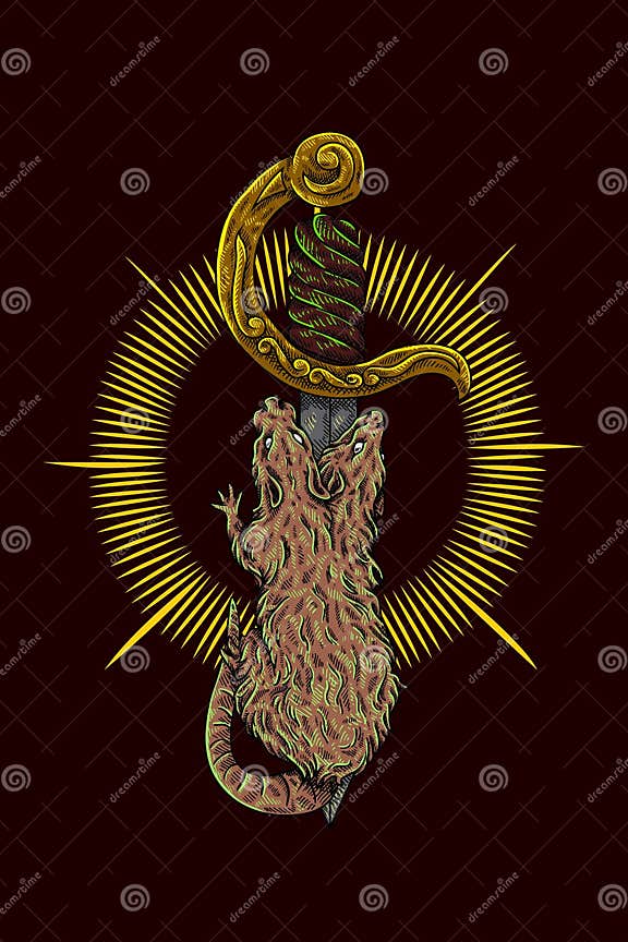 Two Headed Mouse Vector Illustration Stock Vector - Illustration of ...