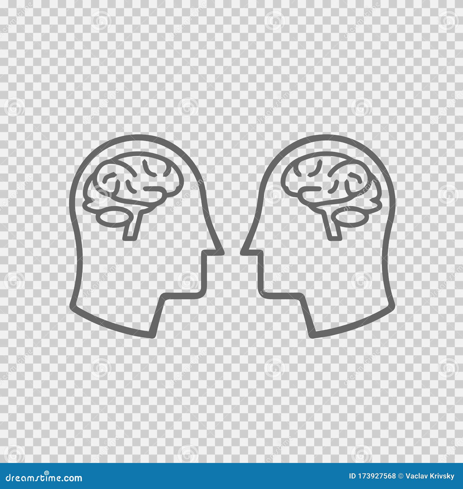 Two Heads with Brain Icon. Simple Isolated Silhouette Symbol Stock ...