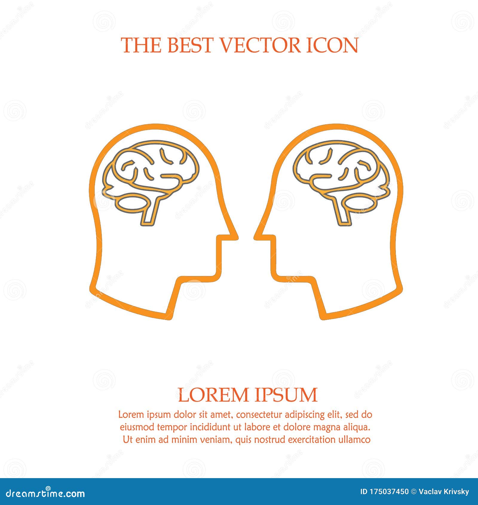 Two Heads with Brain Icon. Simple Isolated Silhouette Symbol Stock ...