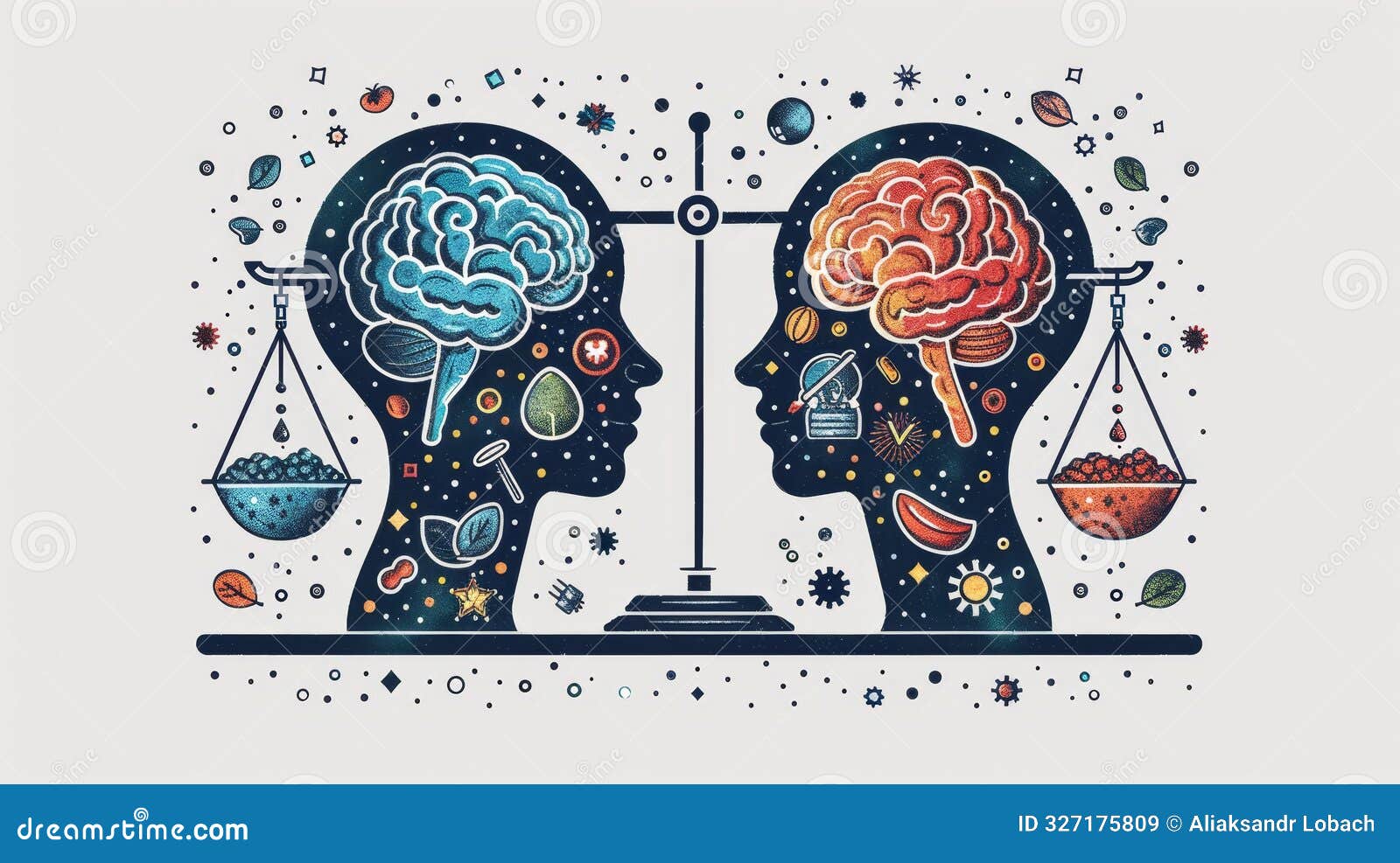 The Two Heads of a Human Being. the Structure of the Brain Stock Image ...