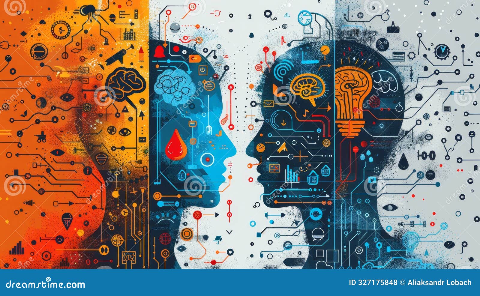 The Two Heads of a Human Being. the Structure of the Brain Stock Photo ...