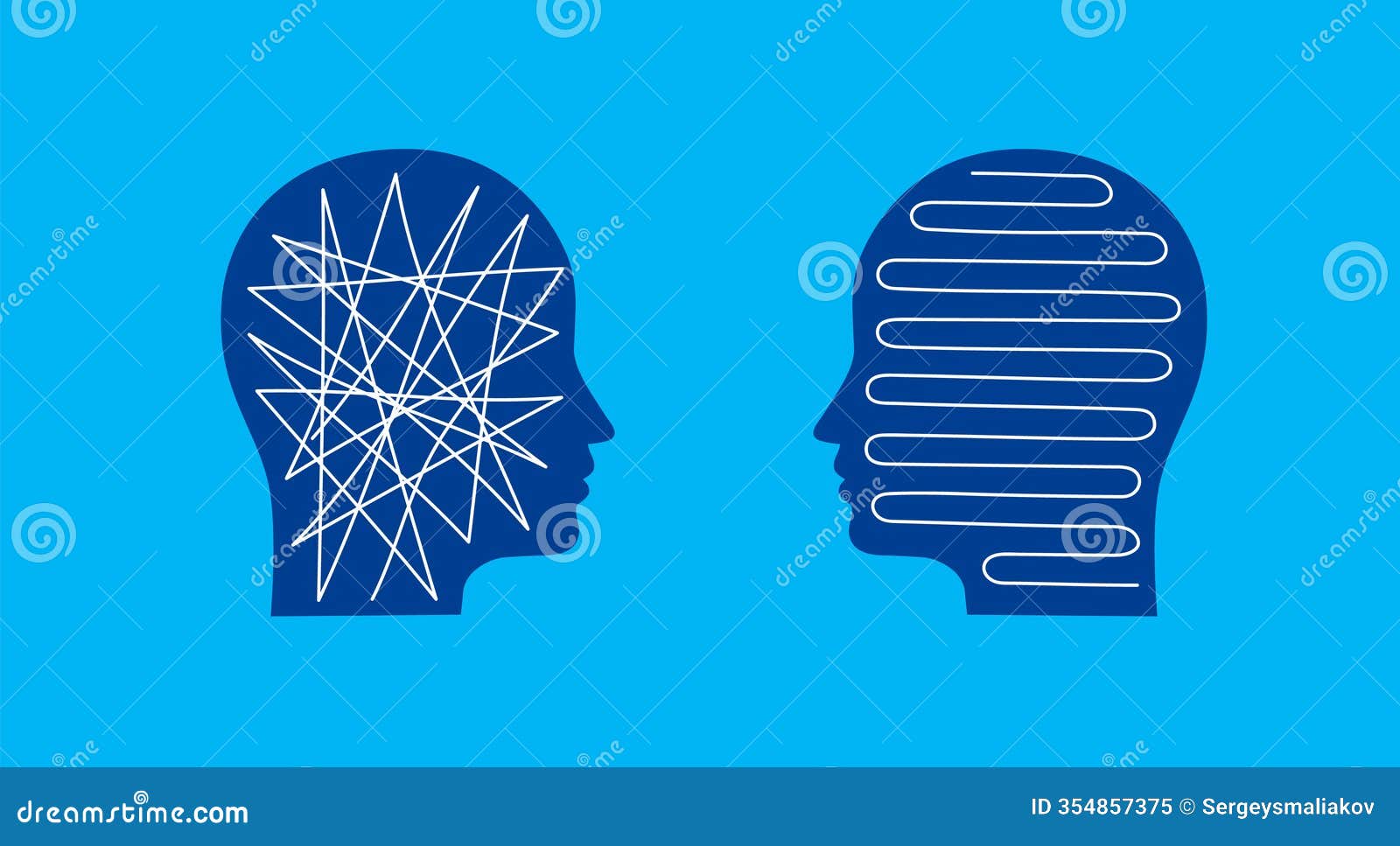Two Heads of a Person with the Opposite Mindset Stock Image - Image of ...