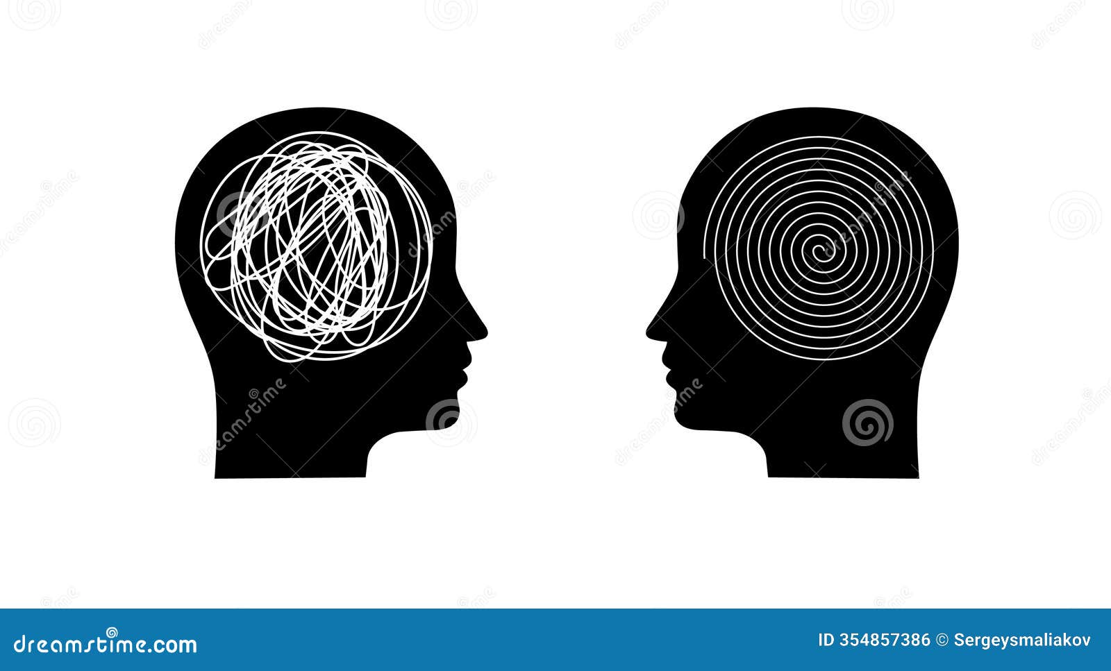 Two Heads of a Person with the Opposite Mindset Stock Illustration ...