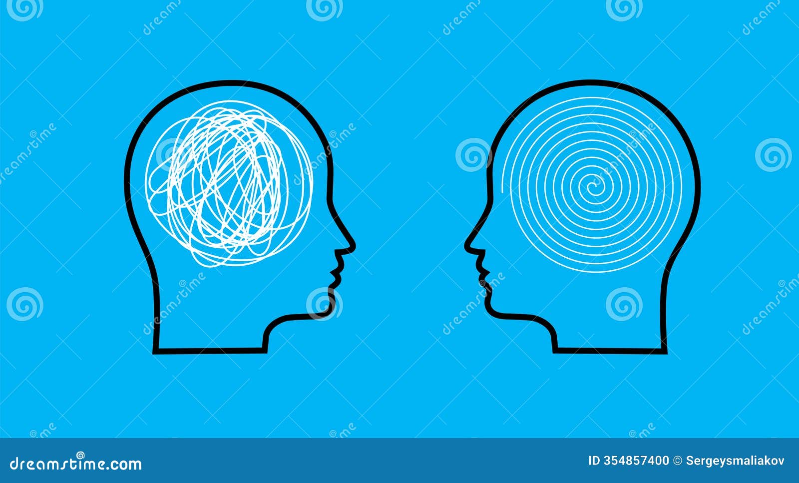 Two Heads of a Person with the Opposite Mindset Stock Illustration ...