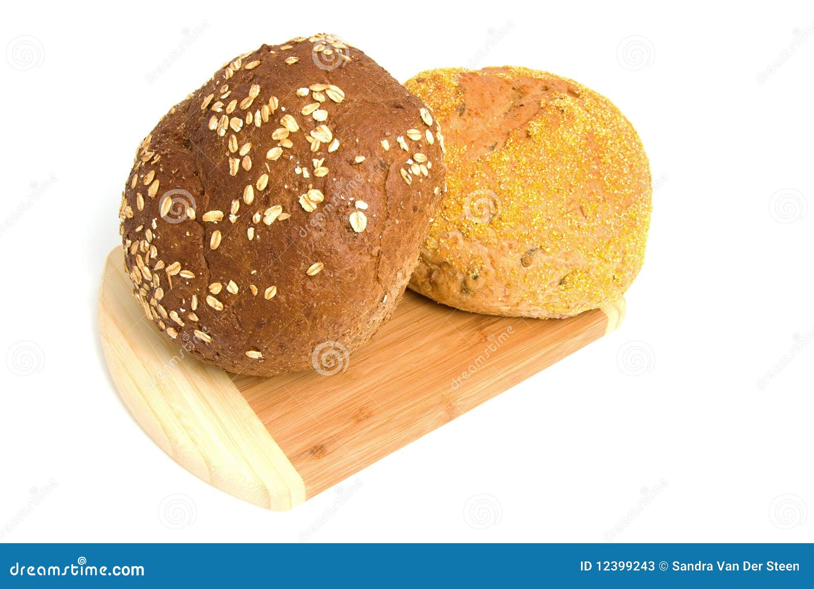 Two Healthy Buns on Wooden Board Stock Image - Image of food, dish ...