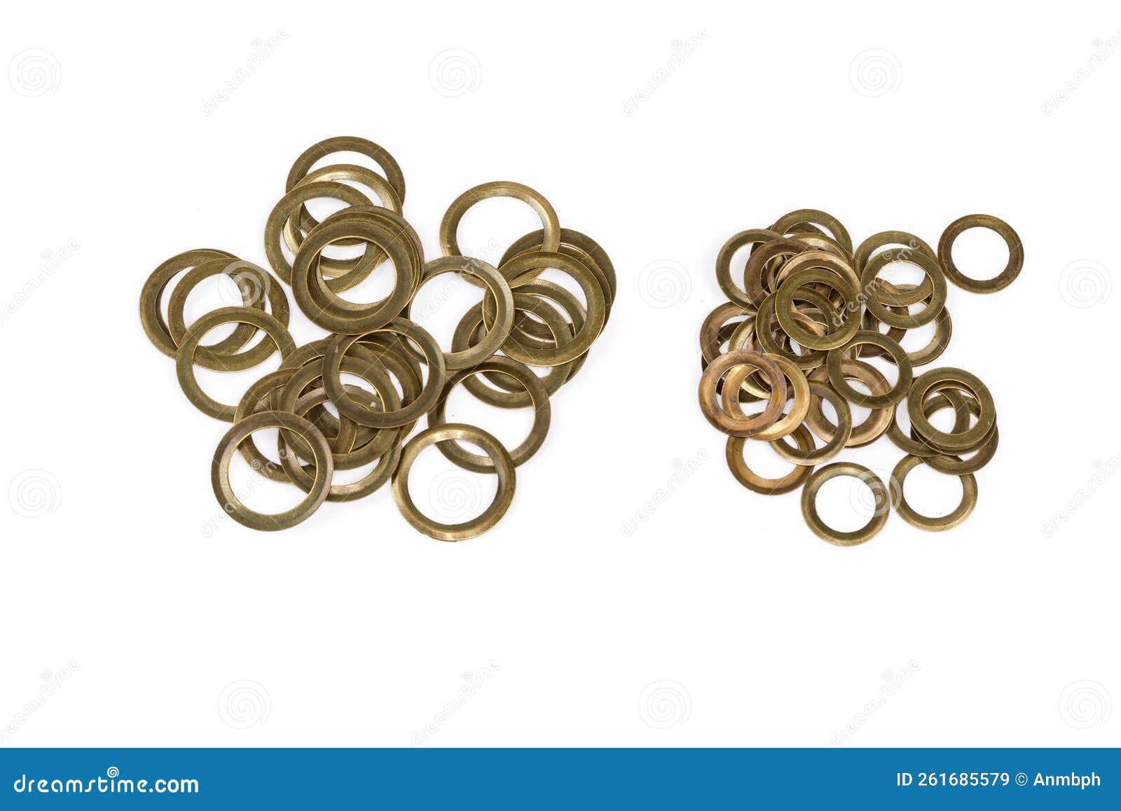 Two Heaps of Metal Rings As Eyelets Components Different Sizes Stock ...