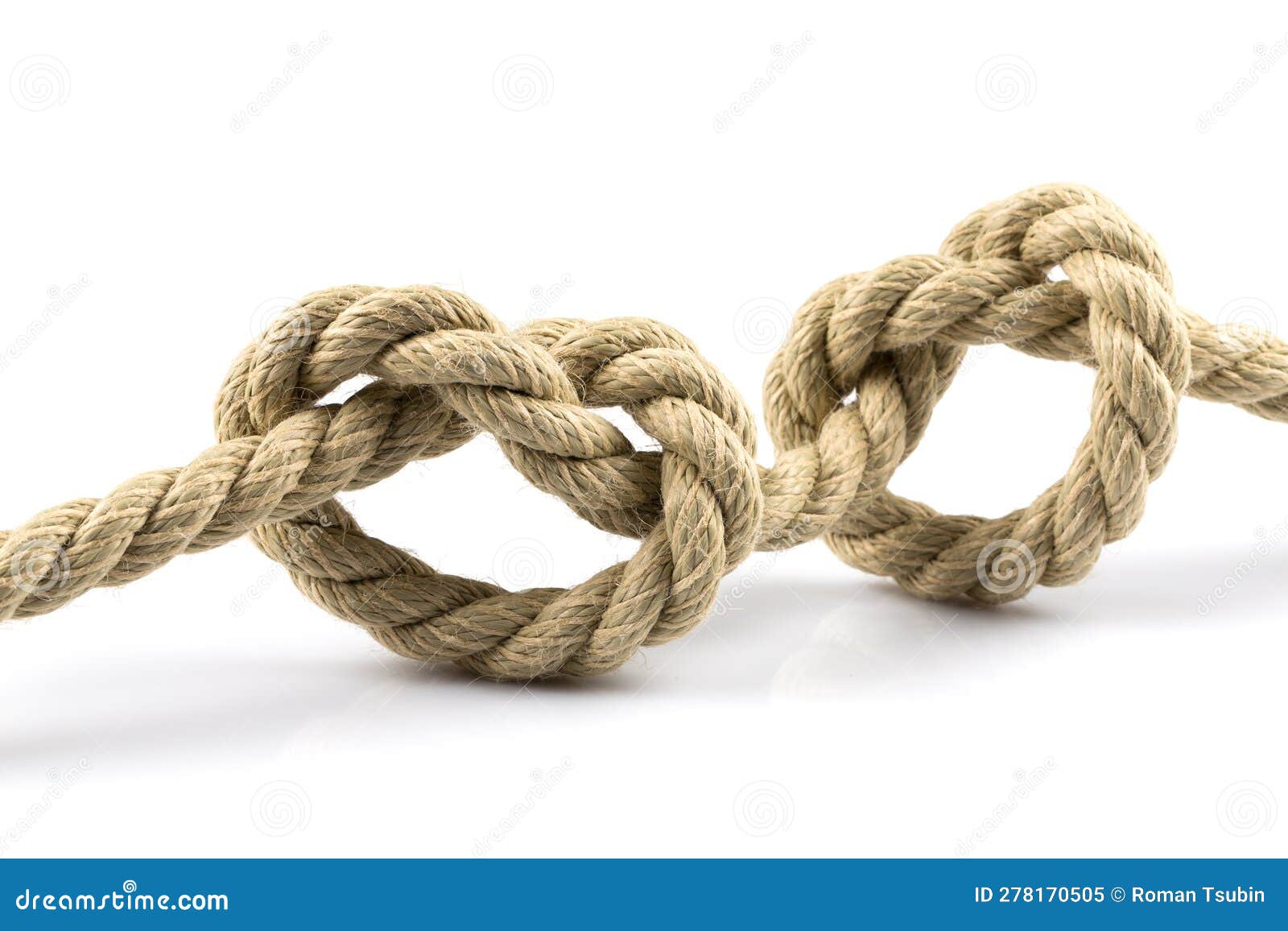 Two Heart Shape Knot of Rope Stock Image - Image of line, strength ...